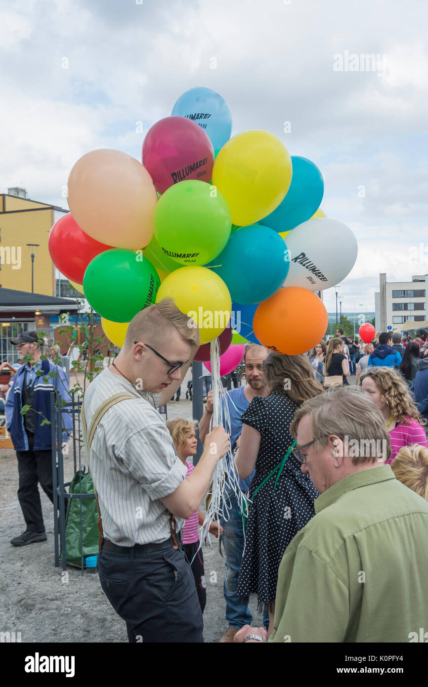 Balloons for sale at Rovaniemi Old Market Place Stock Photo - Alamy