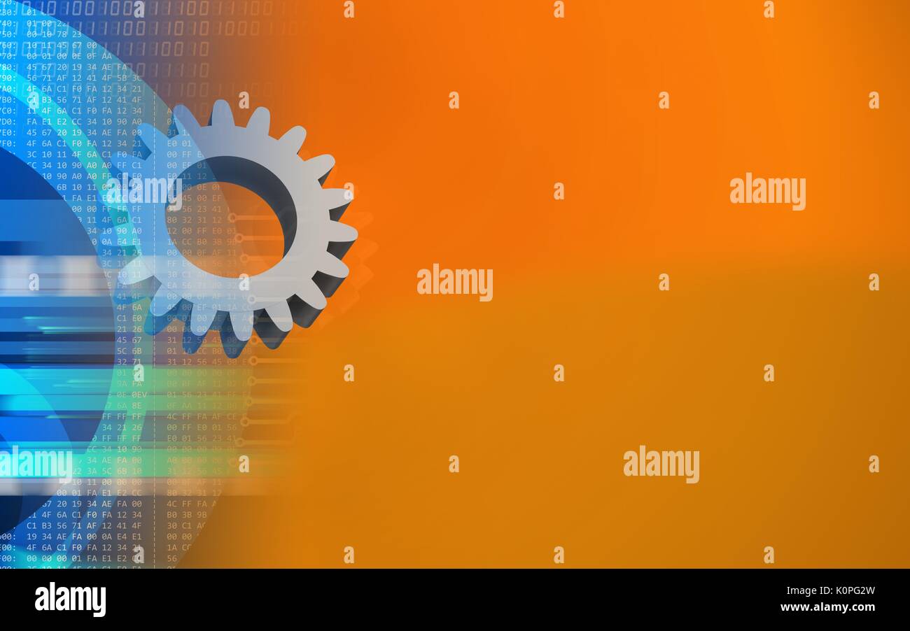 3d illustration of gear over orange background with Stock Photo - Alamy
