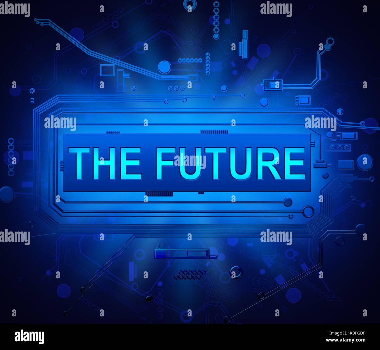3d Illustration depicting abstract printed circuit board components ...