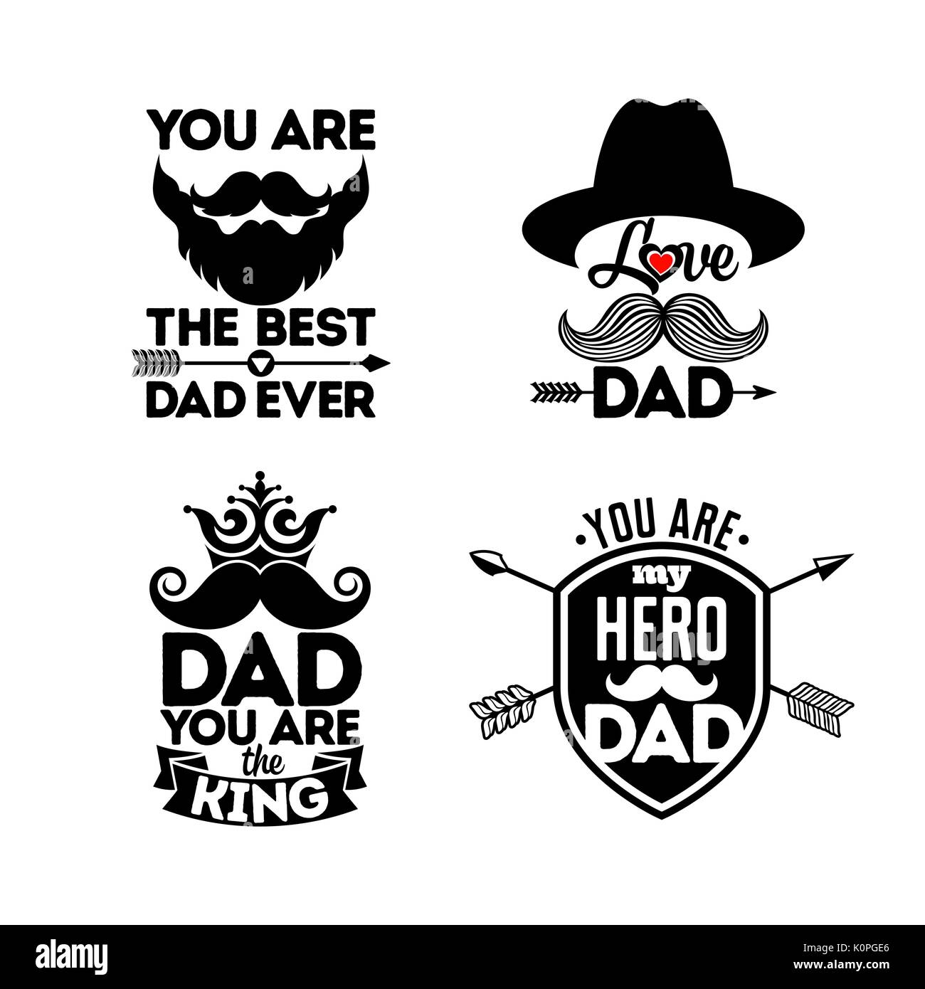Logos and cards with typography about the dad. Happy Father's Day Stock ...