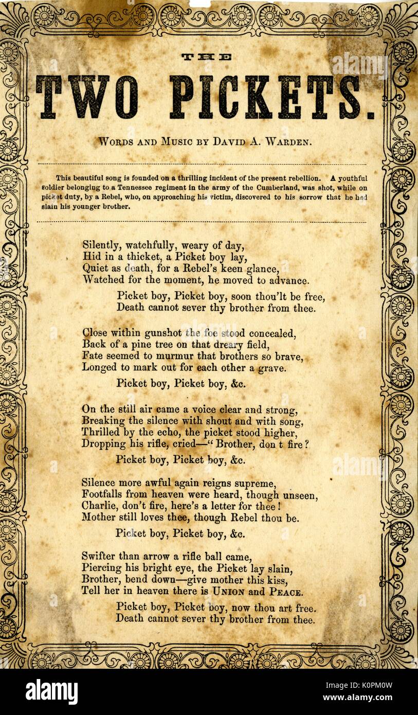 Broadside from the American Civil War entitled 'The Two Pickets ...