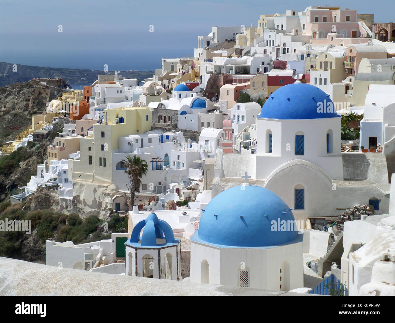 Greek Islands Style White and Blue Colored Churches at Oia Village ...