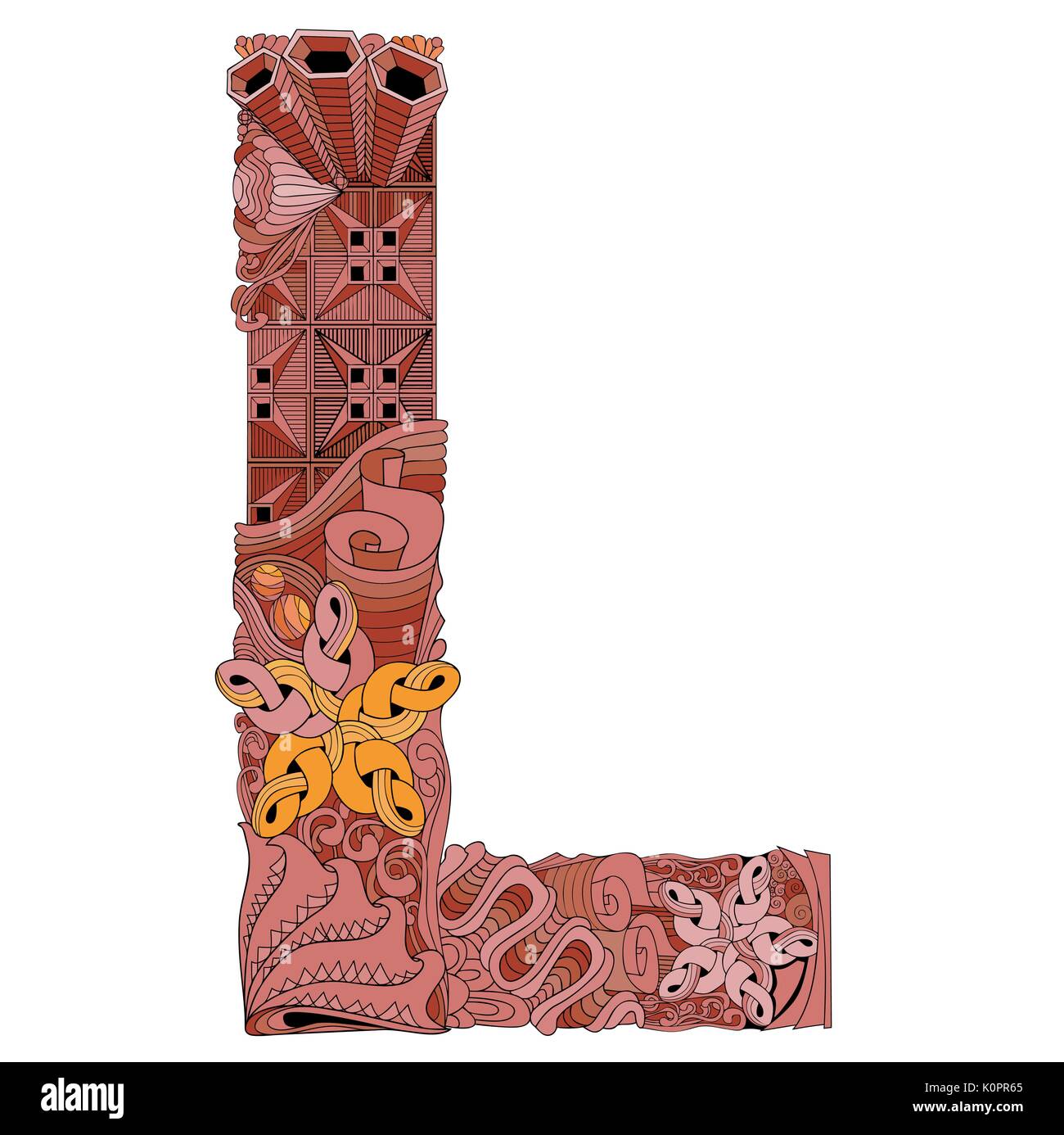 Letter L zentangle. Vector decorative object Stock Vector Image & Art ...