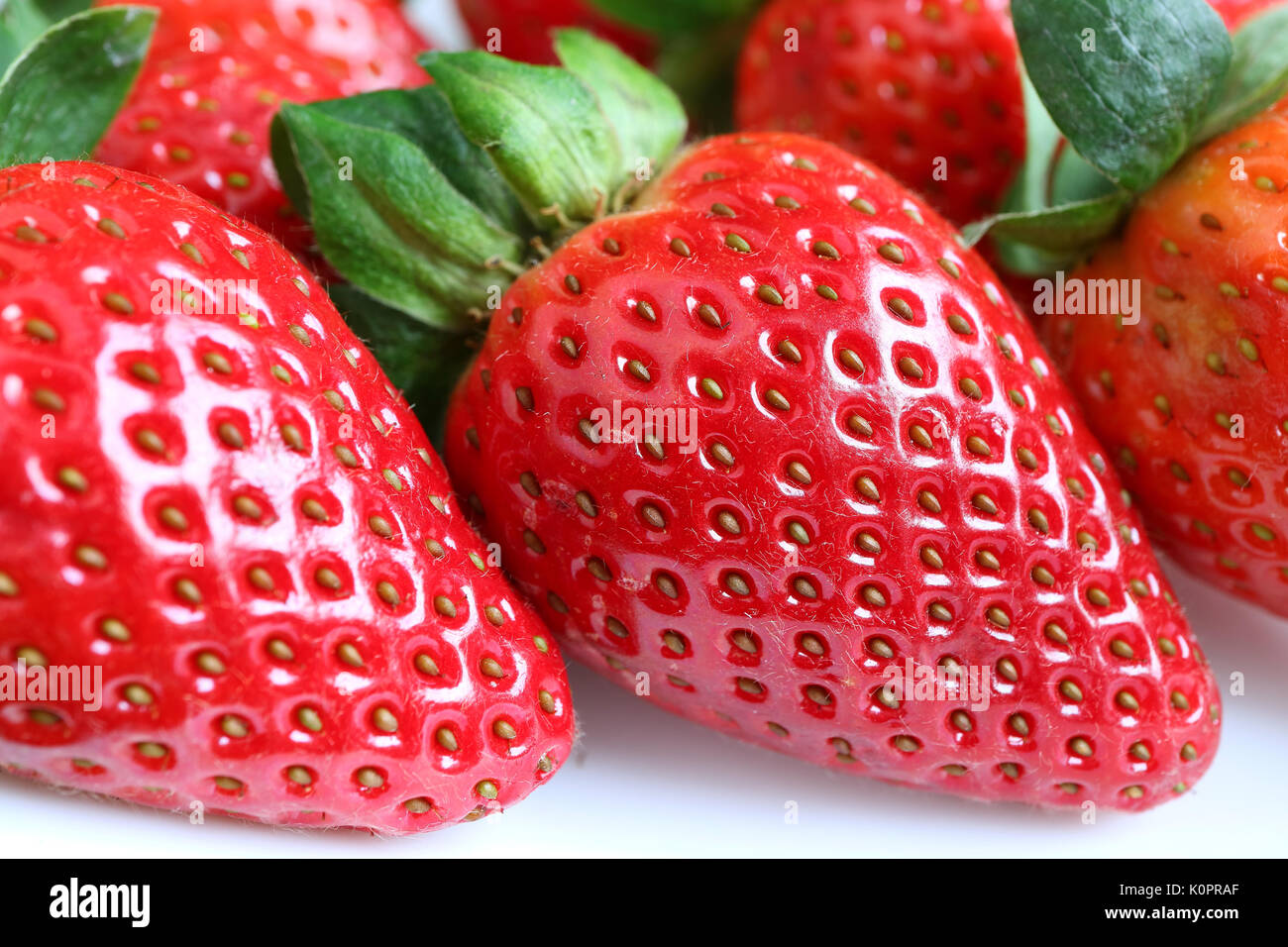 Closed up Vibrant Red Color Fresh Ripe Strawberry Fruits Isolated on ...