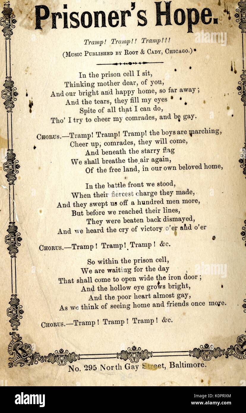 Broadside from the American Civil War, entitled 'Prisoner's Hope ...