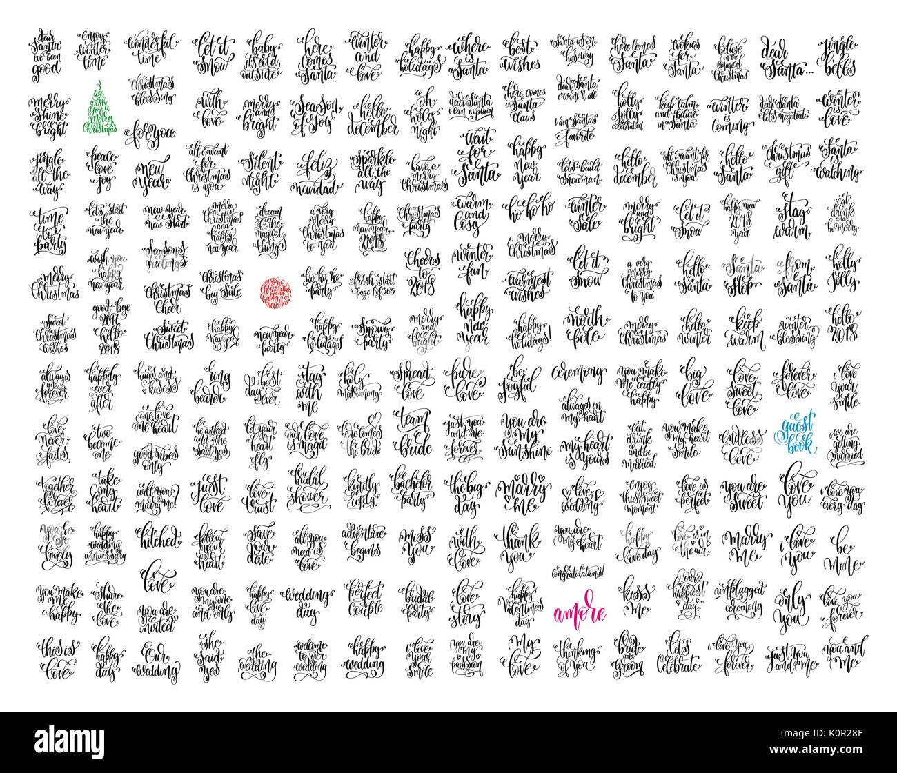 mega set of 200 hand lettering calligraphy quotes Stock Vector Image ...