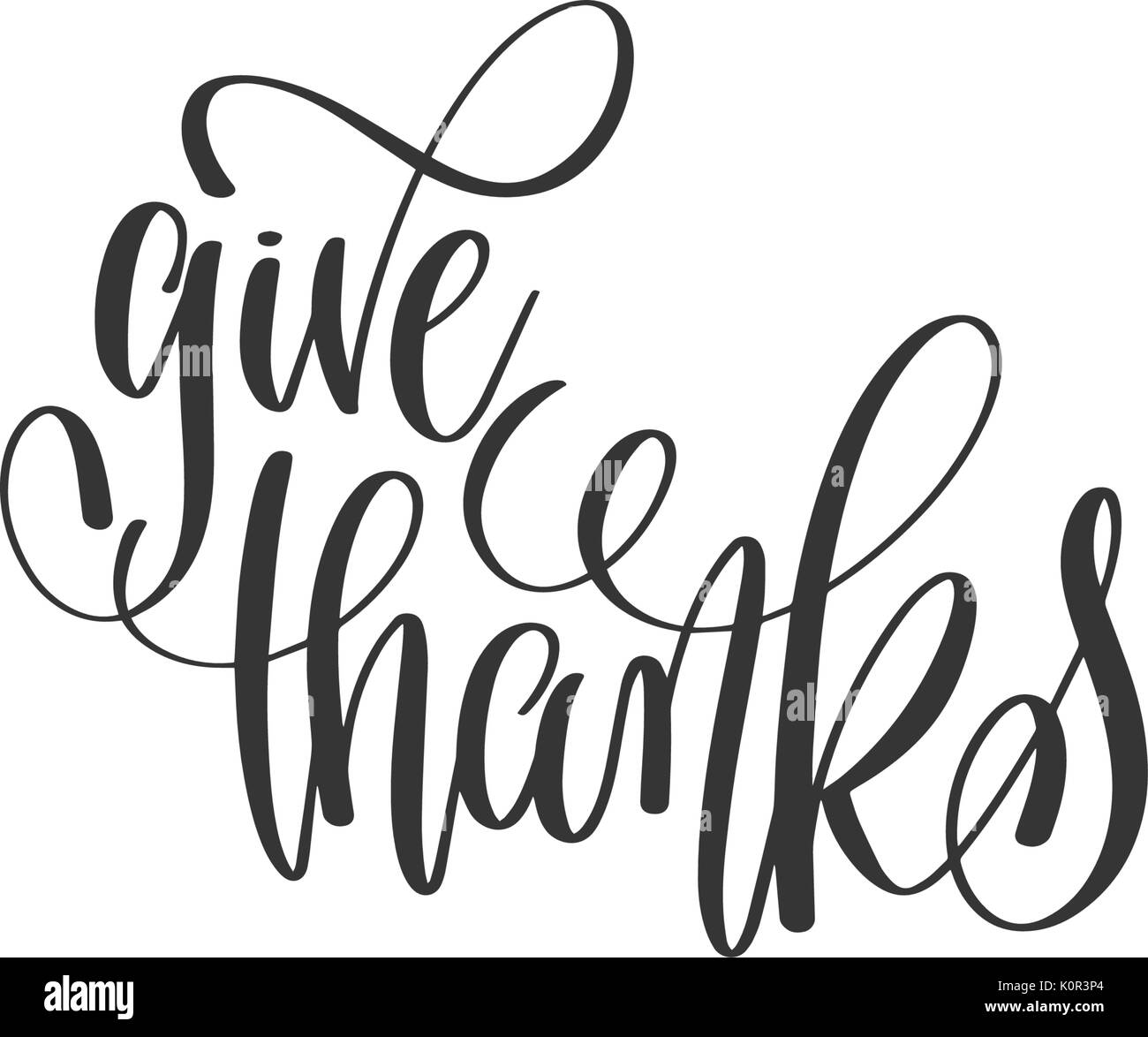 give thanks - black and white hand lettering inscription Stock Vector ...