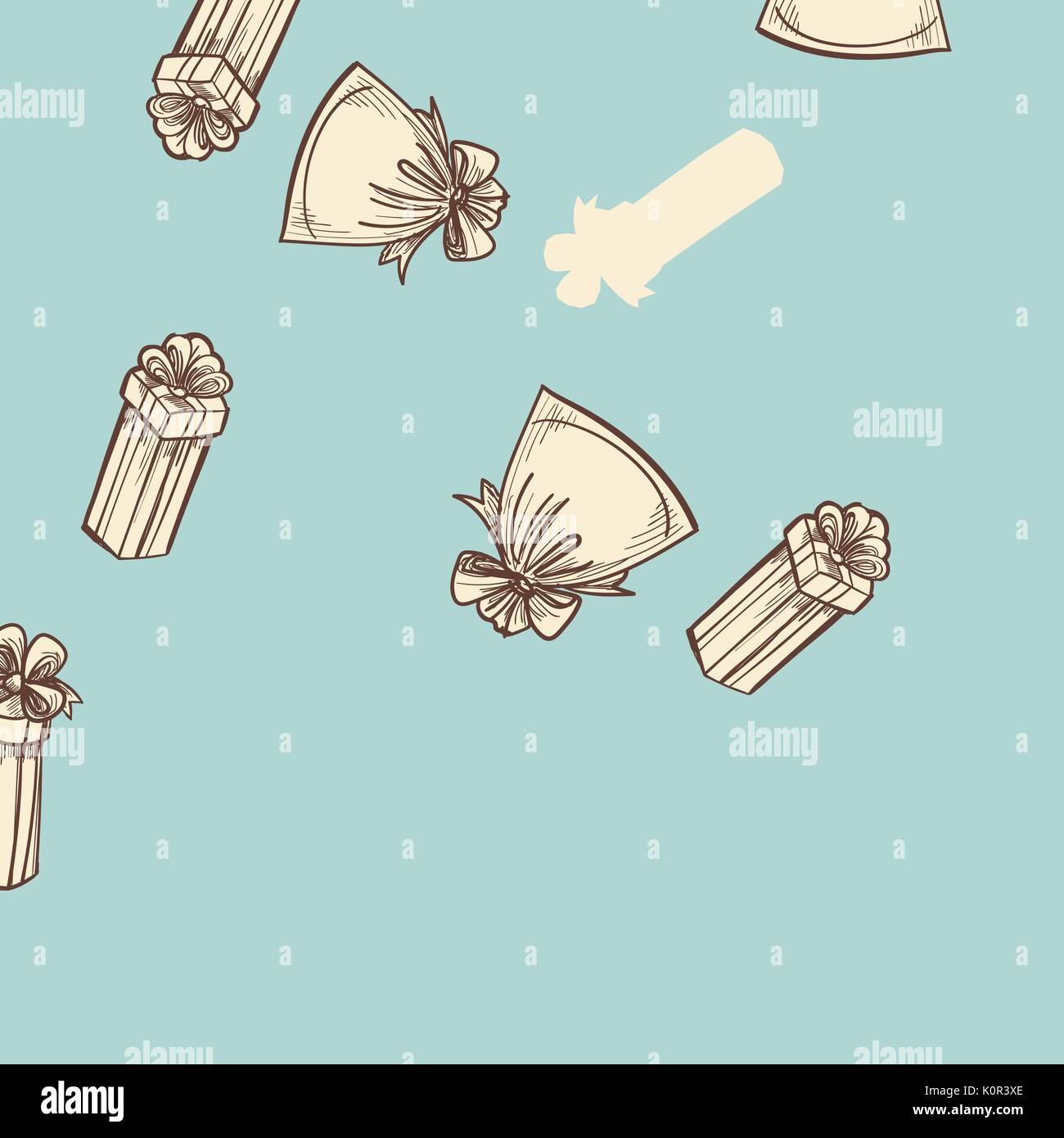 Vintage gift boxes seamless pattern design, vector illustration Stock ...