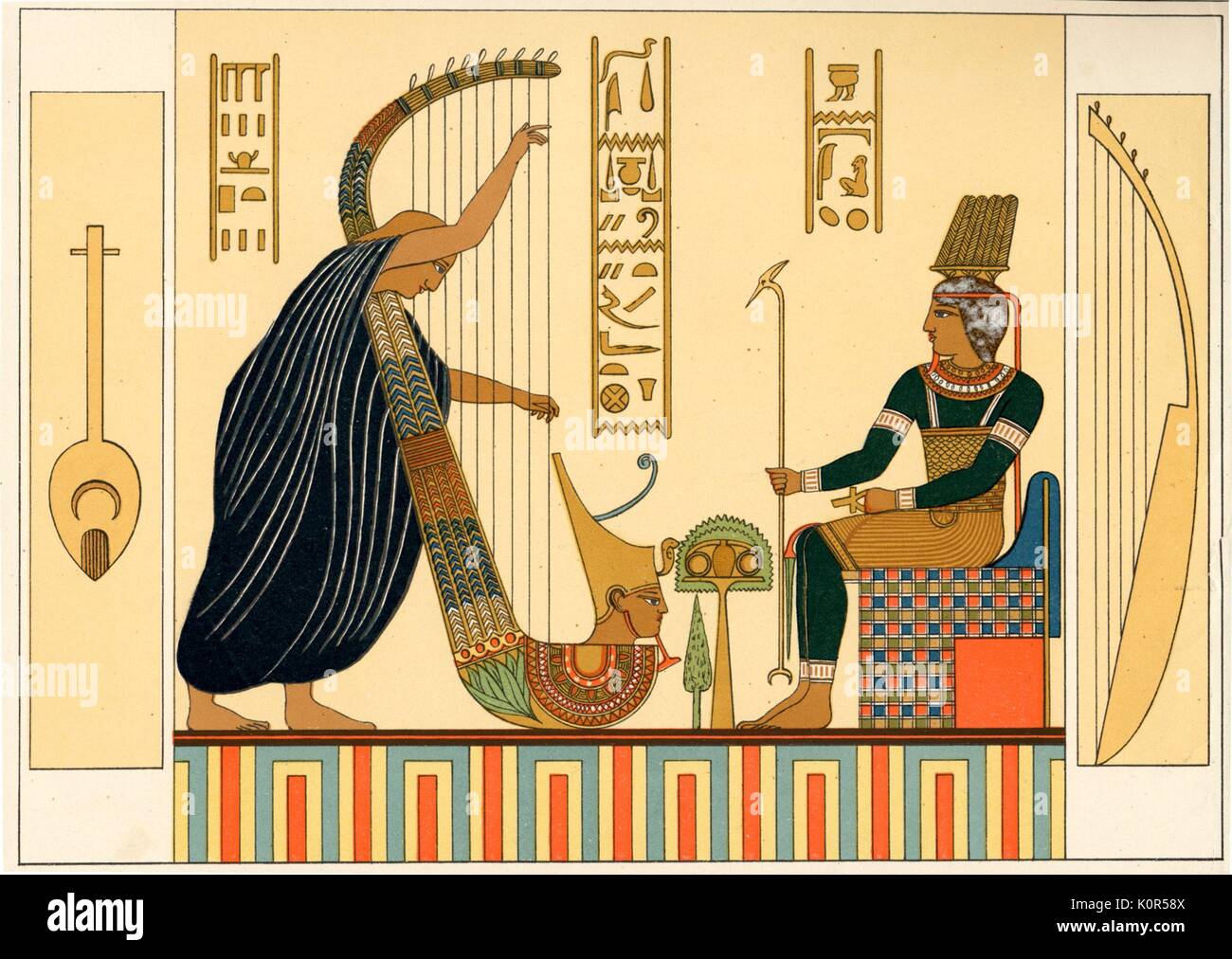 Harp room in Thebes. Hieroglyphics Stock Photo - Alamy