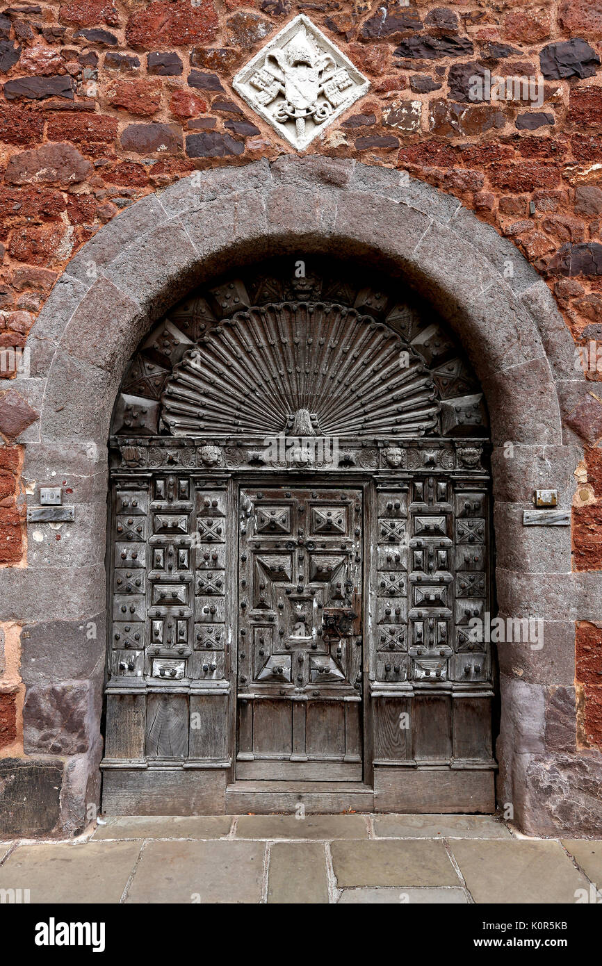 The ancient carved door in Cathedral Close, Exeter thought to be the ...