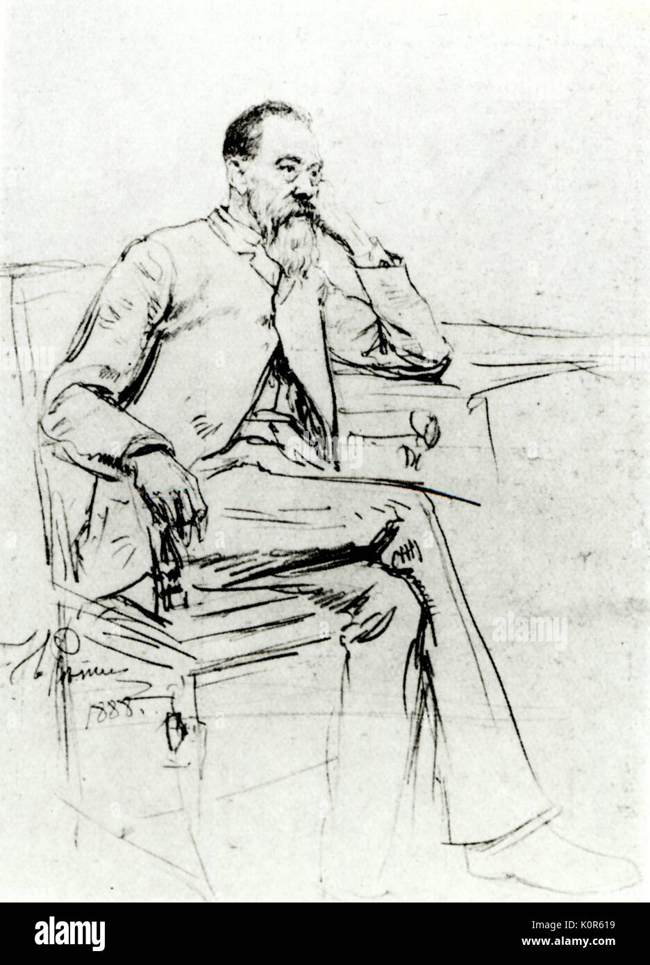 RIMSKY-KORSAKOV, Nikolay / Nikolai. Russian composer 1844-1908. Drawing ...