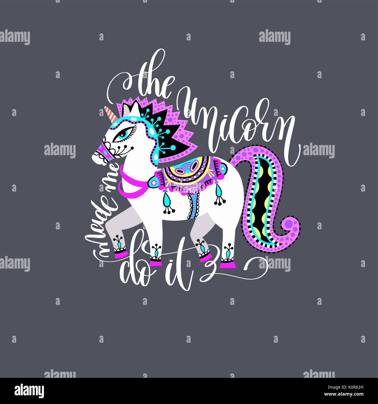 the unicorn make me do it - hand lettering inscription Stock Vector ...