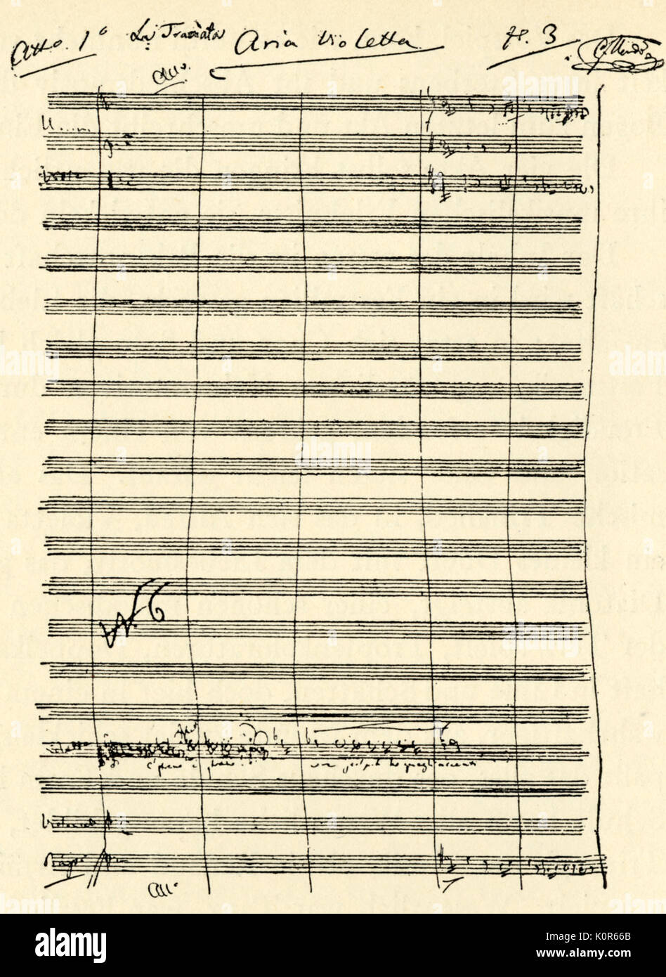 Verdi Traviata score - Aria for Violetta in Verdi's handwriting with ...
