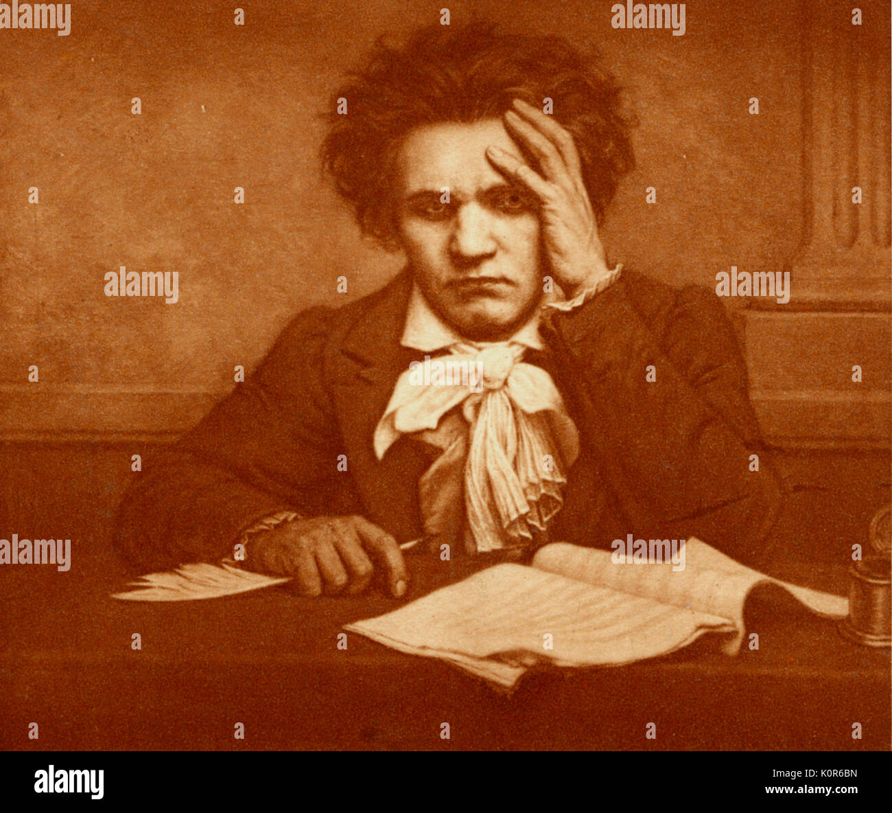 BEETHOVEN, Ludwig van - with one hand on head. German composer (1770 ...