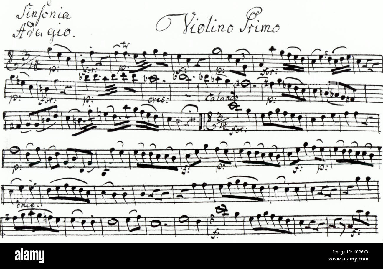 BEETHOVEN, Ludwig van -score . lst page of original ms for Violin Primo ...