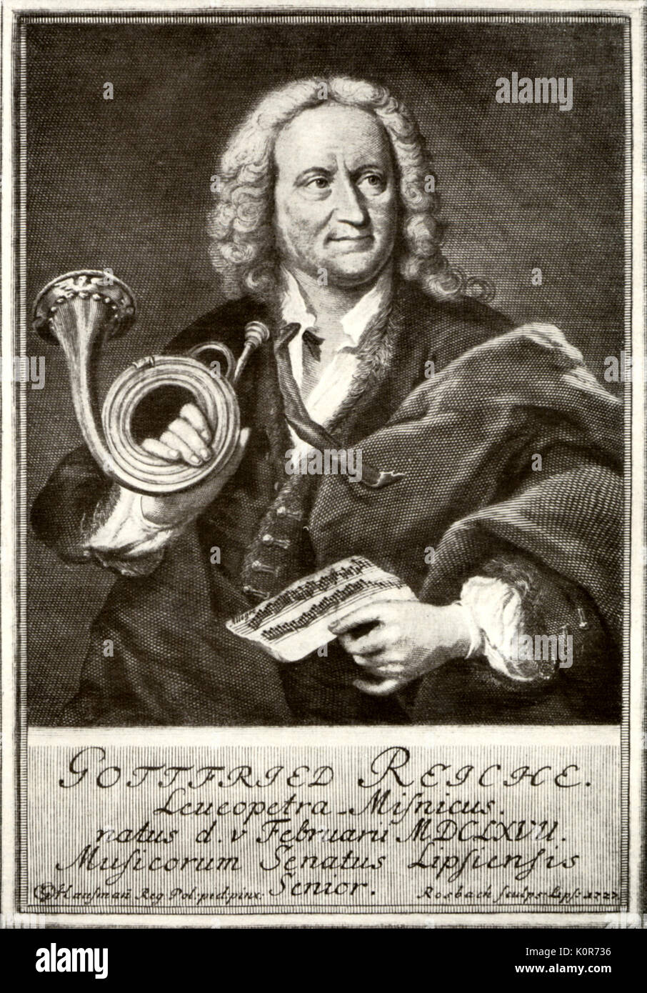REICHE, Gottfried - with Jager trumpet in form of a posthorn used for ...