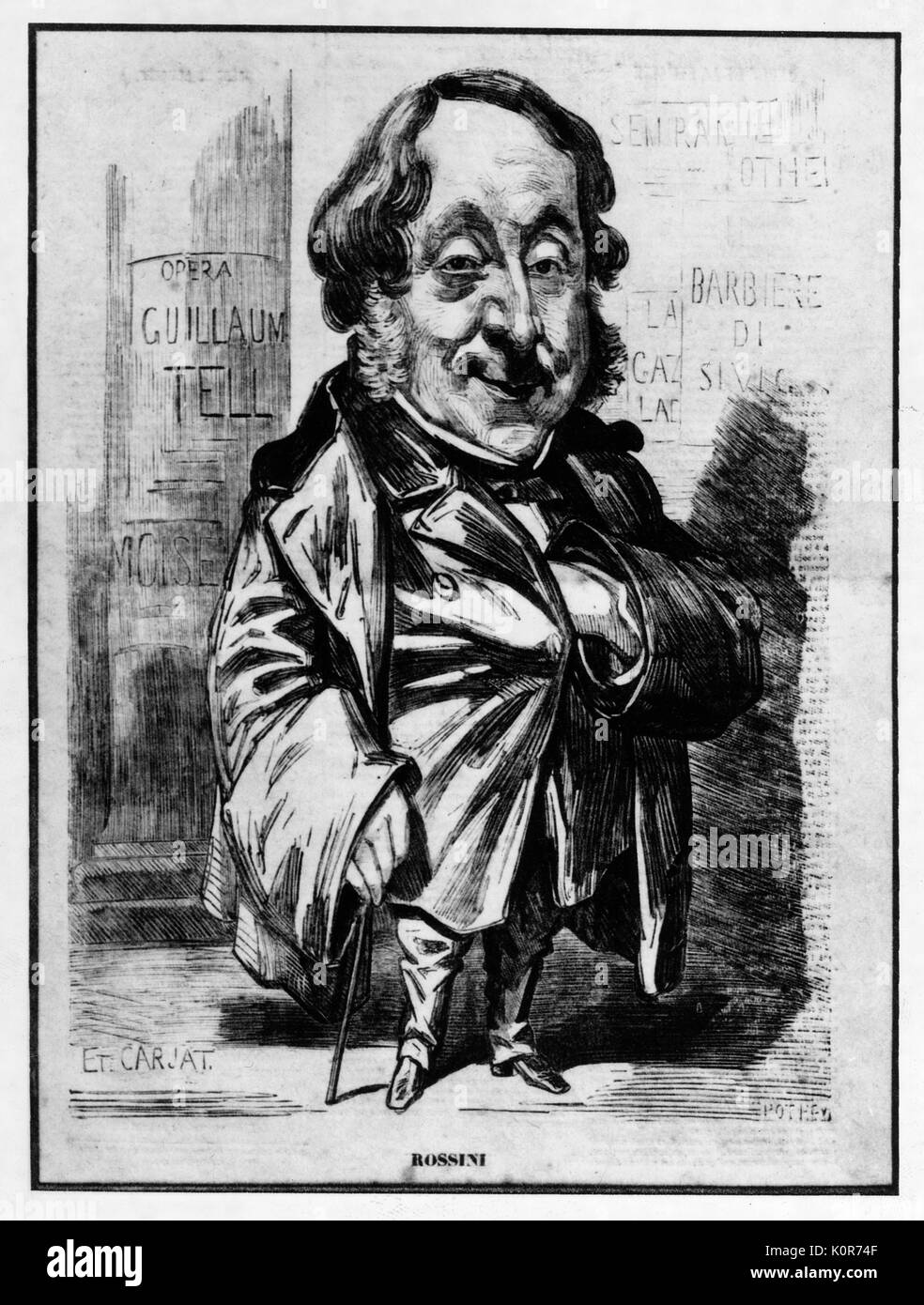 Gioacchino A. ROSSINI caricature by E. Carjat. Italian composer . 29 ...