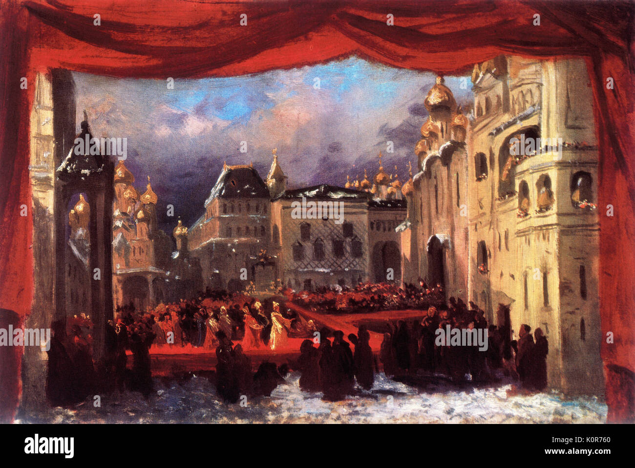 Mussorgsky ' s opera Boris Godunov. Stage design for 2nd scene of ...