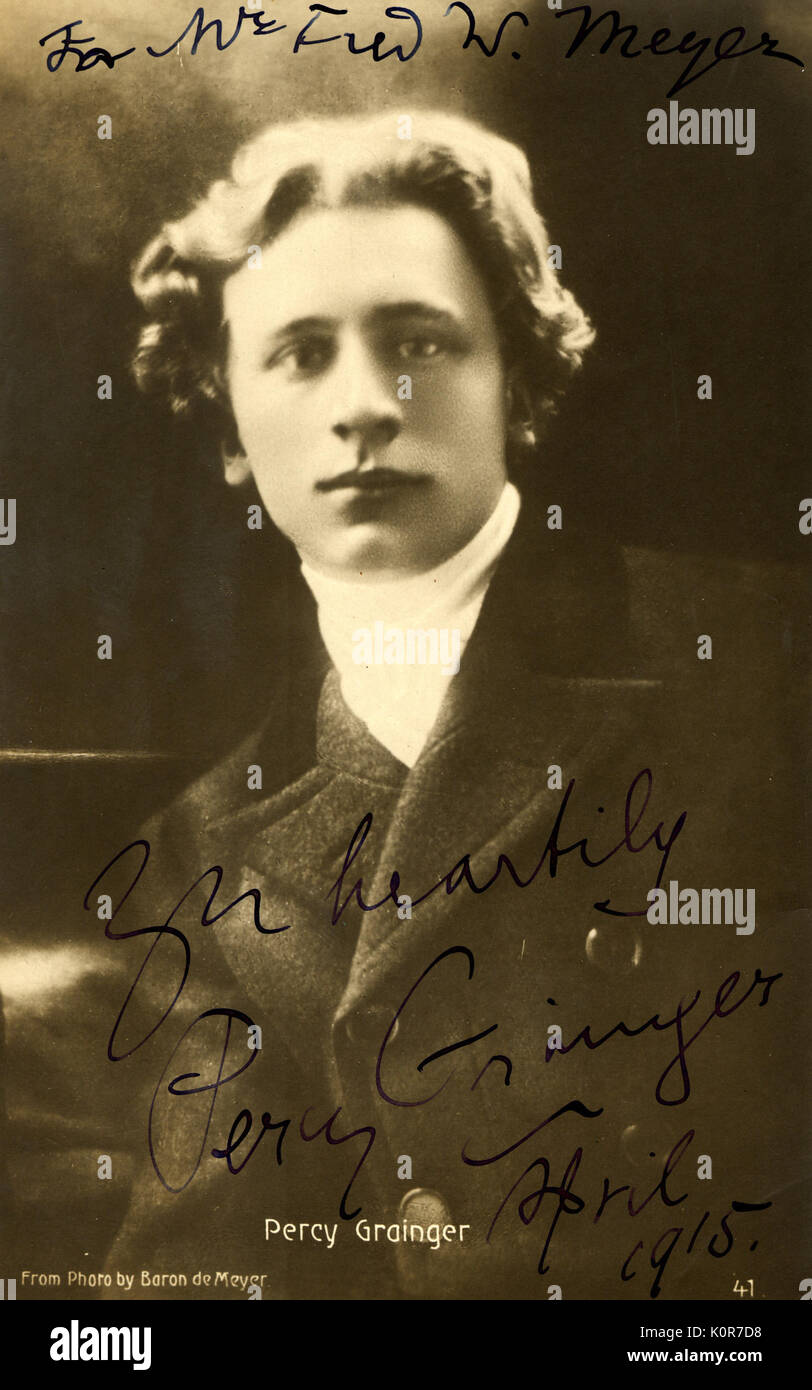 Percy GRAINGER'S signed portrait, 1913 Australian-American pianist and ...