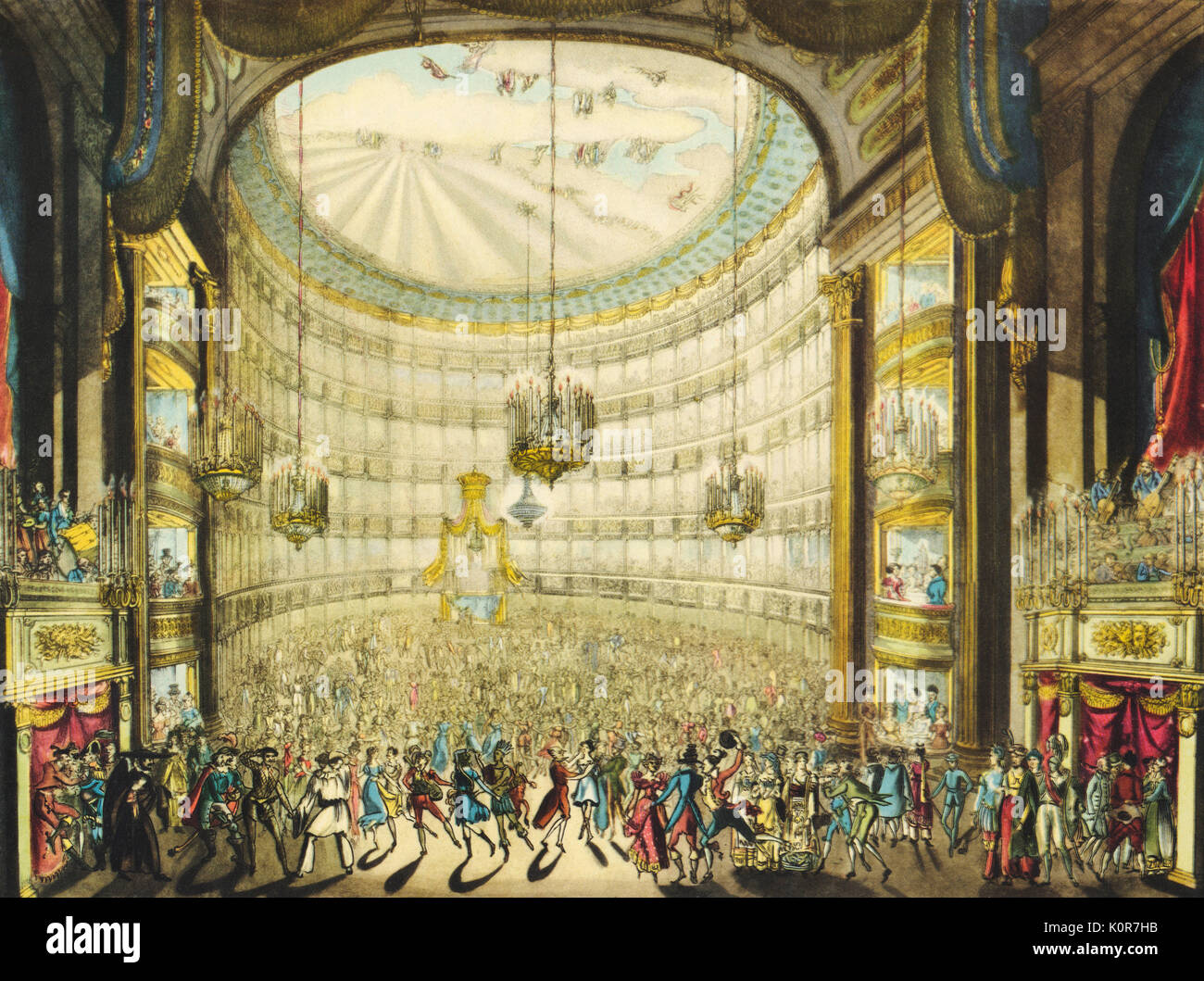 NAPLES. San Carlo Hall of San Carlo at time of Carnival Ball Stock ...
