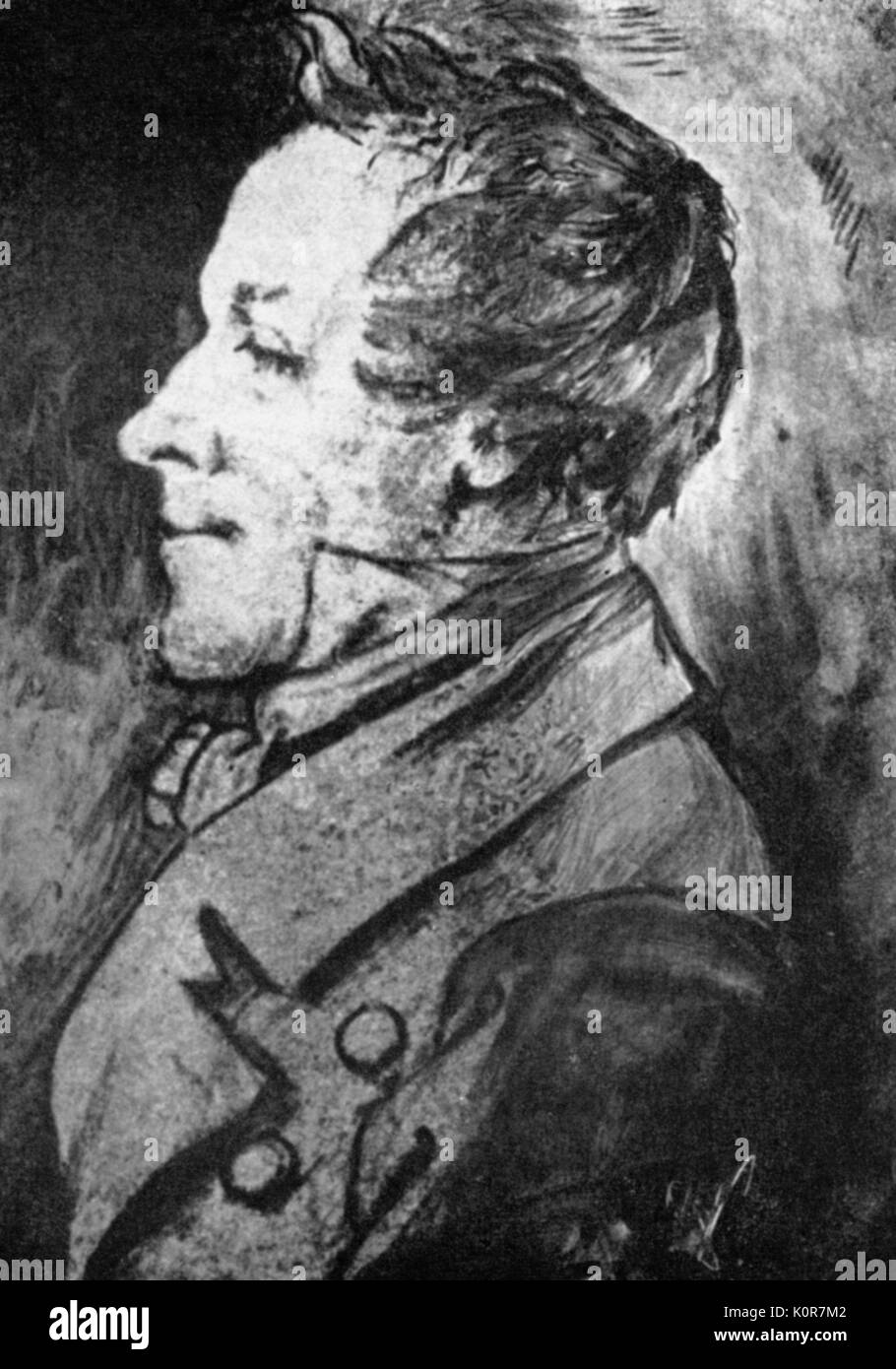 Johann Mayrhofer - portrait of Austrian poet, 1868. 1787 - 1836. He ...