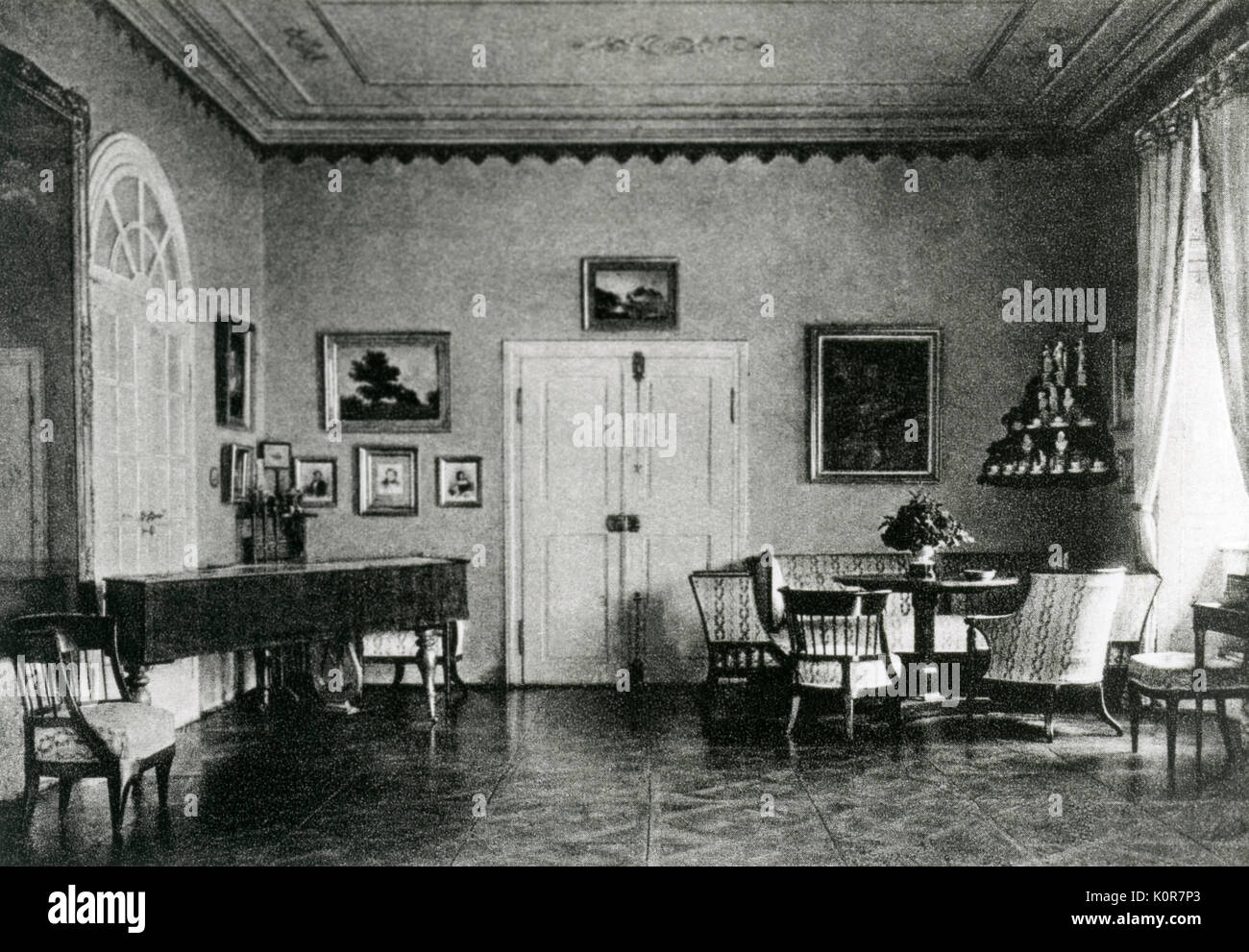 Schubert. Music room at Zseliz castle (Schloss Zseliz) where he stayed ...
