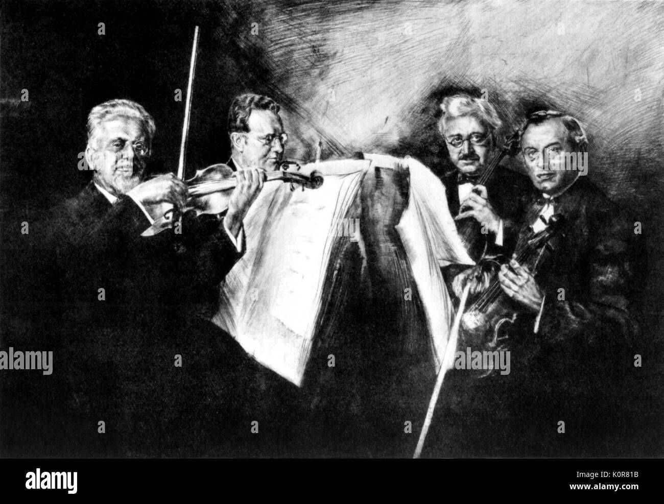 Rosé Quartet drawing by Oskar Stossel Founded by Arnold Rose in 1882 ...