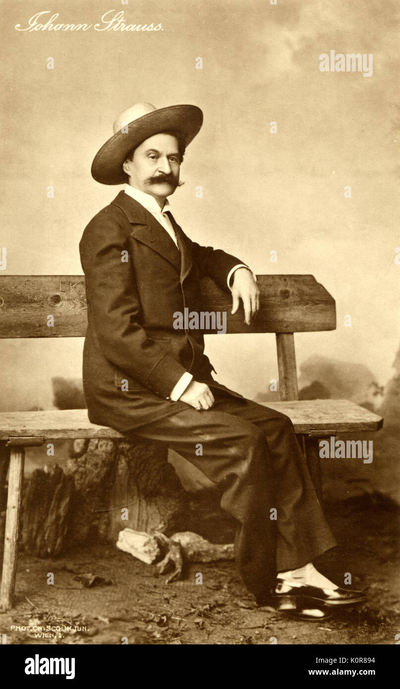 Johann Strauss (II) seated on bench. Austrian composer conductor, 1825 ...