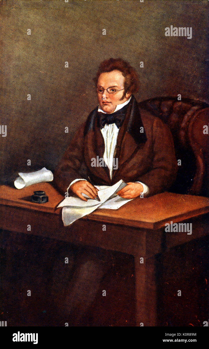 Franz Schubert sitting at desk composing Austrian composer ( 1797 ...