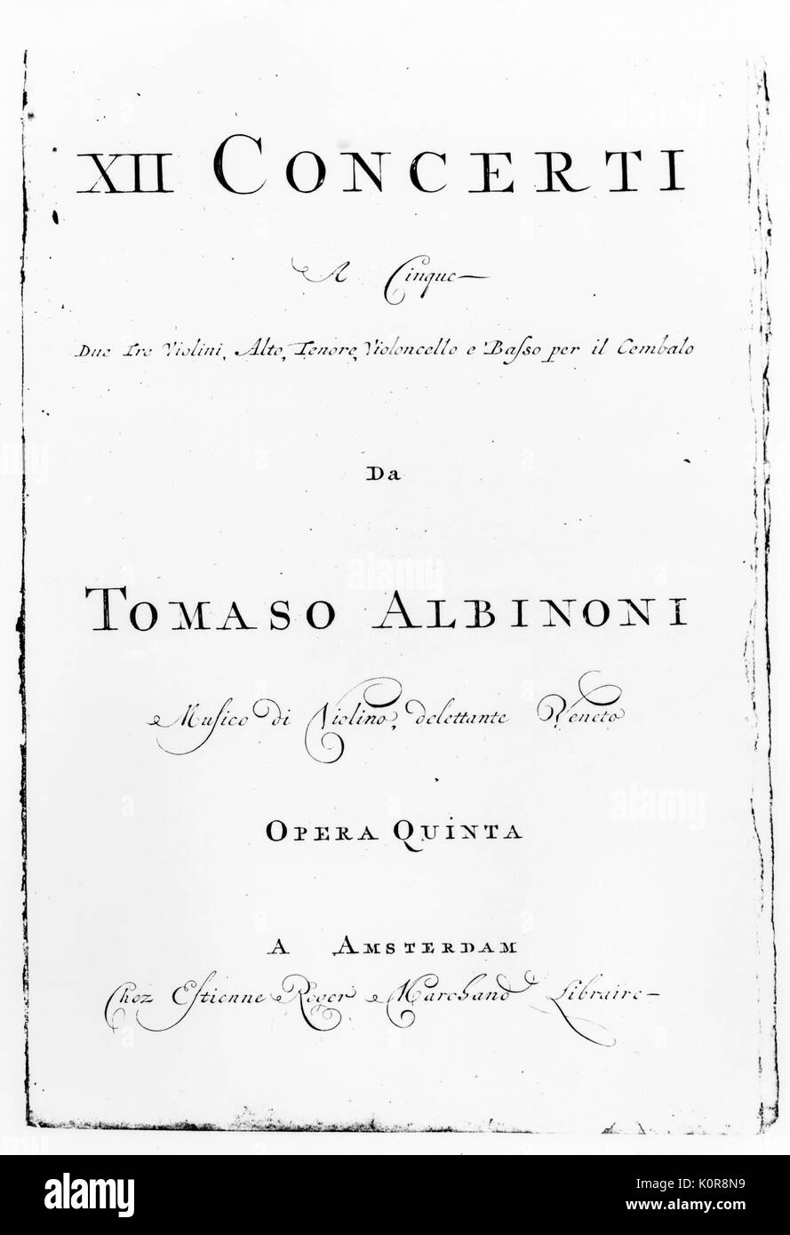 ALBINONI, Tomaso -XII Concerti a Cinque , Due Tre Violini, Alto, Tenore ...