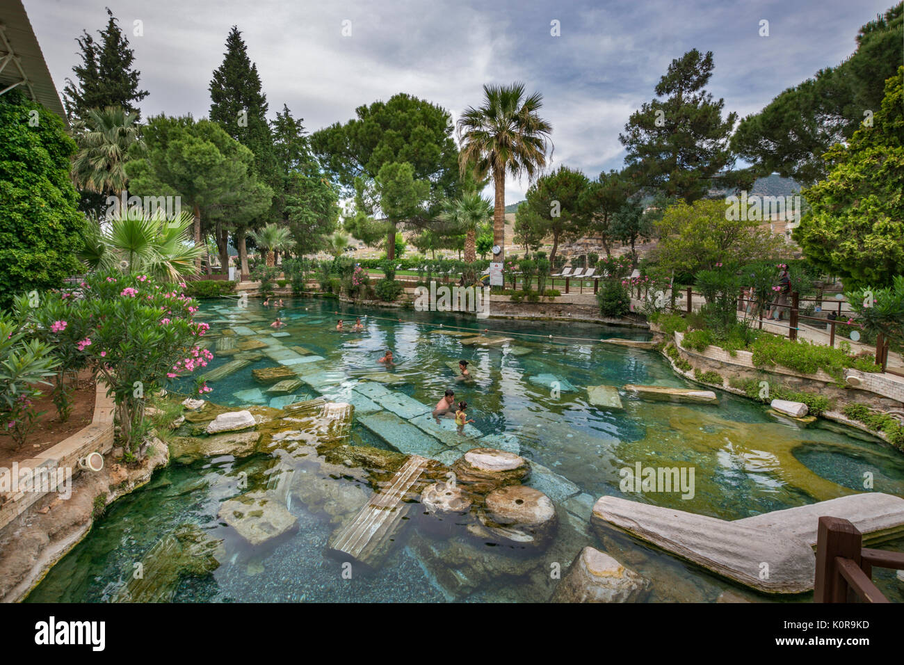 People swimming in The Ancient Termal Pool, Pamukkale,Denizli,Turkey ...