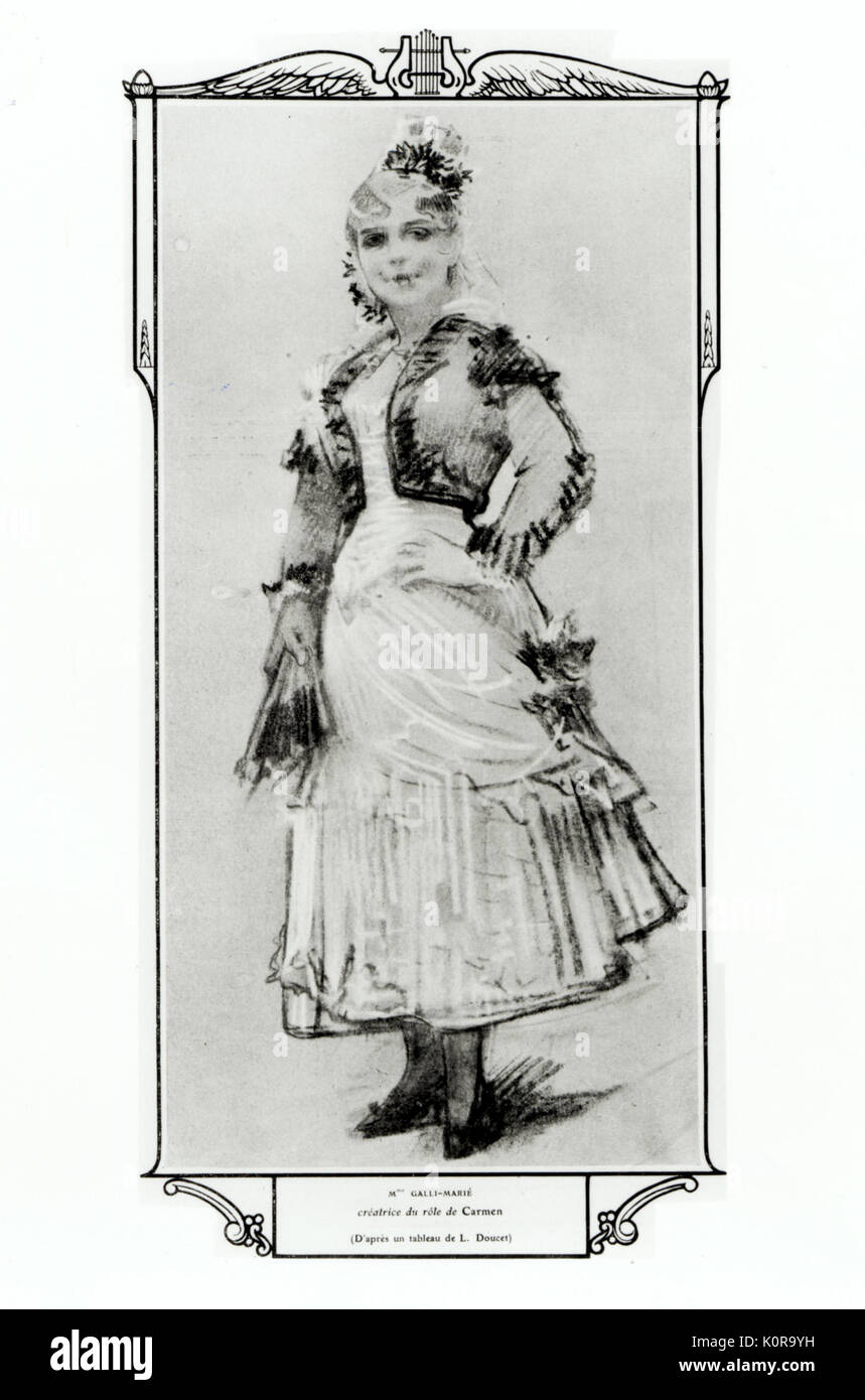 Galli-Marie drawing in title role of Bizet's opera Carmen. French ...