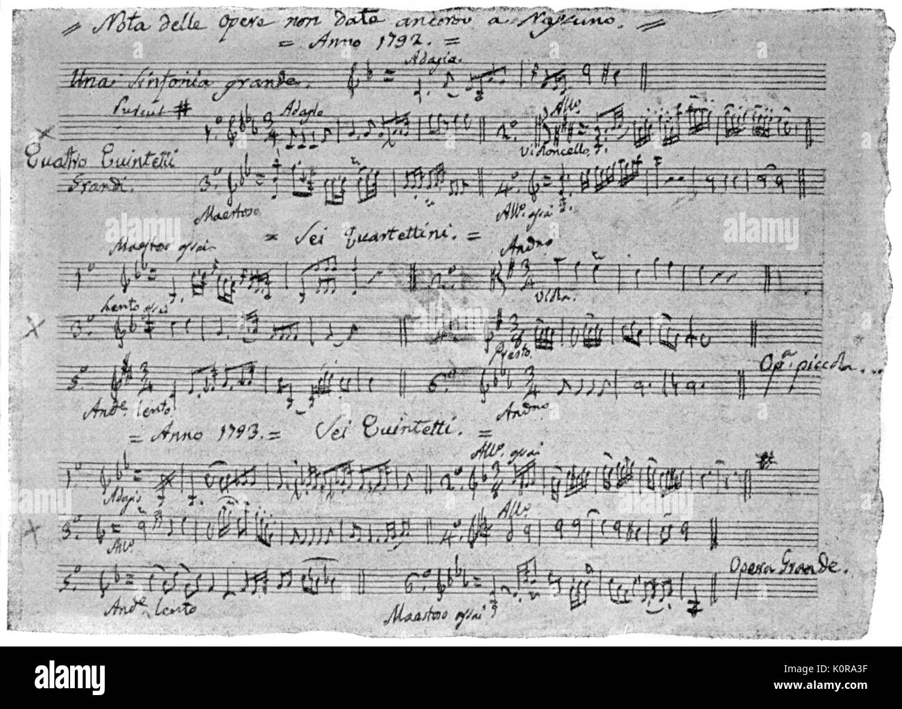 BOCCHERINI, Luigi - Italian Composer (1743-1805) Autograph score Stock ...