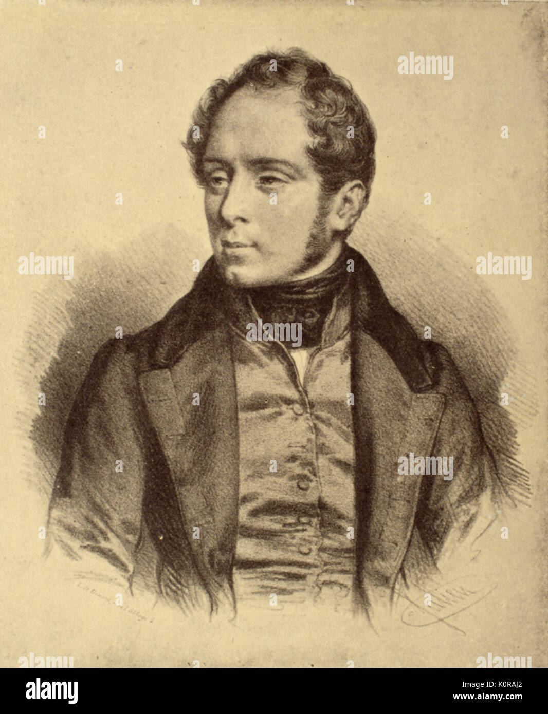 Vincenzo Bellini - portrait of the Italian composer, 3 November 1801 ...