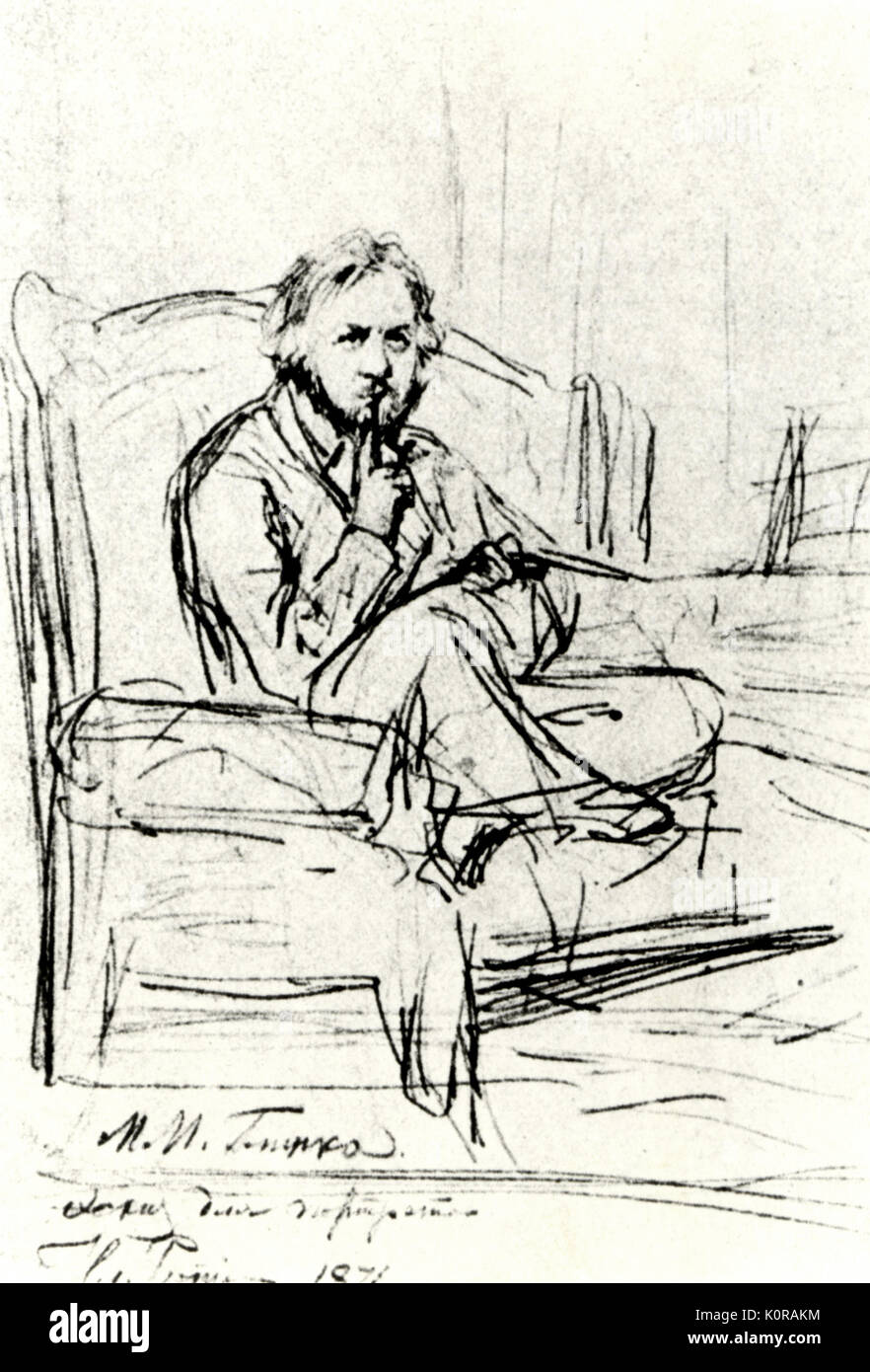 GLINKA, Mikhail Ivanovich, by Ilya Repin, 1871 Russian composer (1804 ...