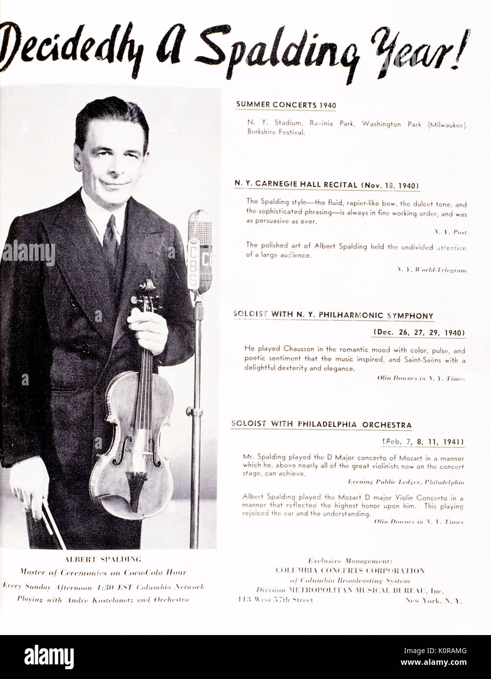 SPALDING, Albert in 1941 American violinist and composer (1888-1953 ...