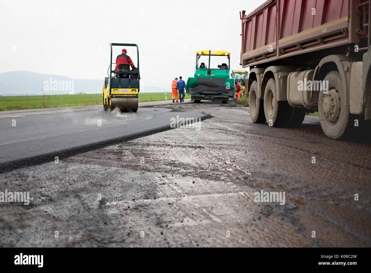 Repair of road hi-res stock photography and images - Alamy