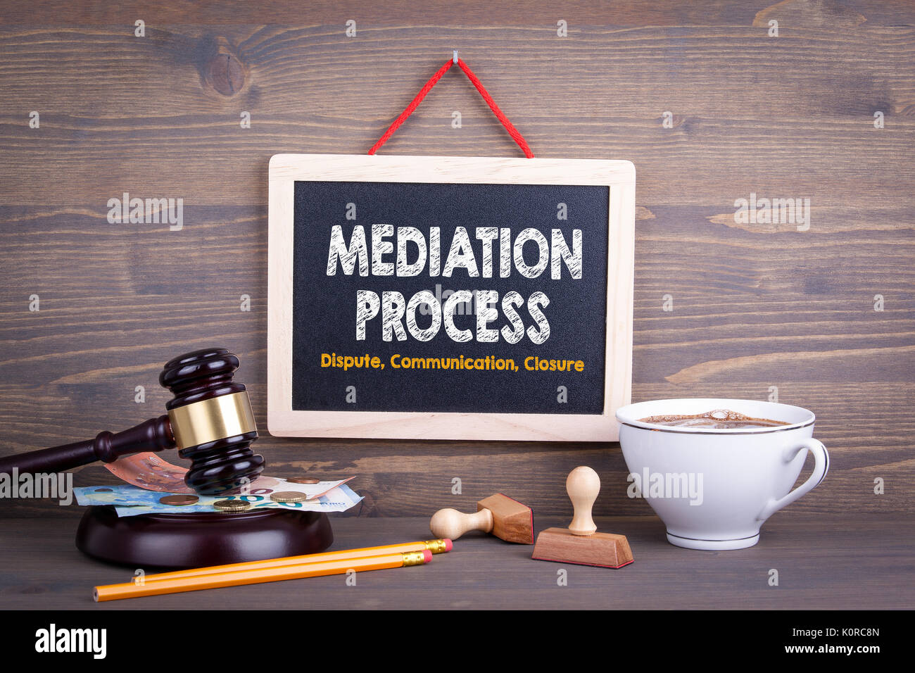 Mediation Process concept. Dispute Communication Closure. Chalkboard on ...