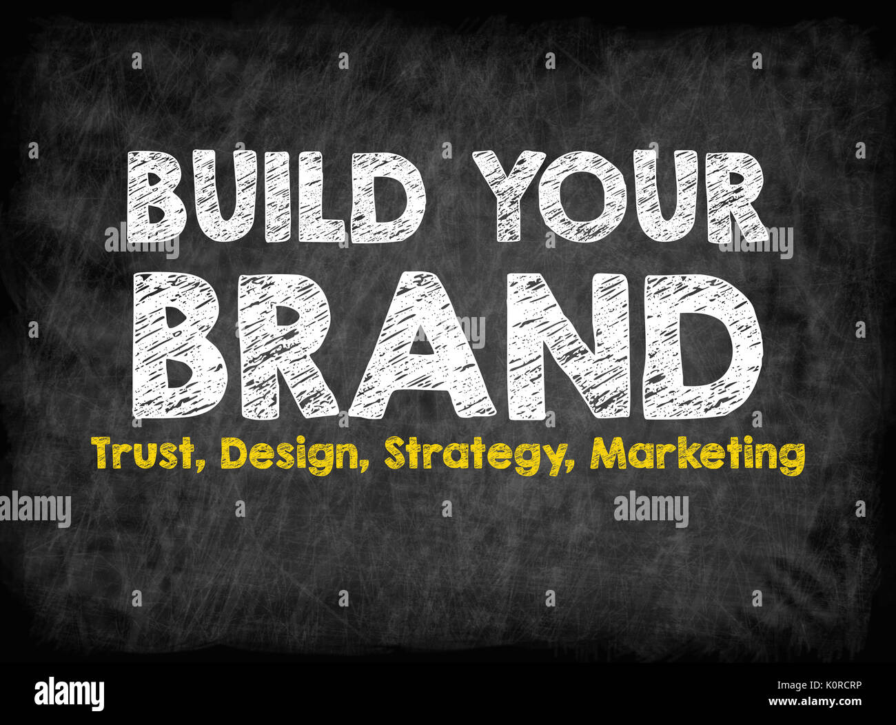 Build Your Brand concept. Black board with texture, background Stock ...
