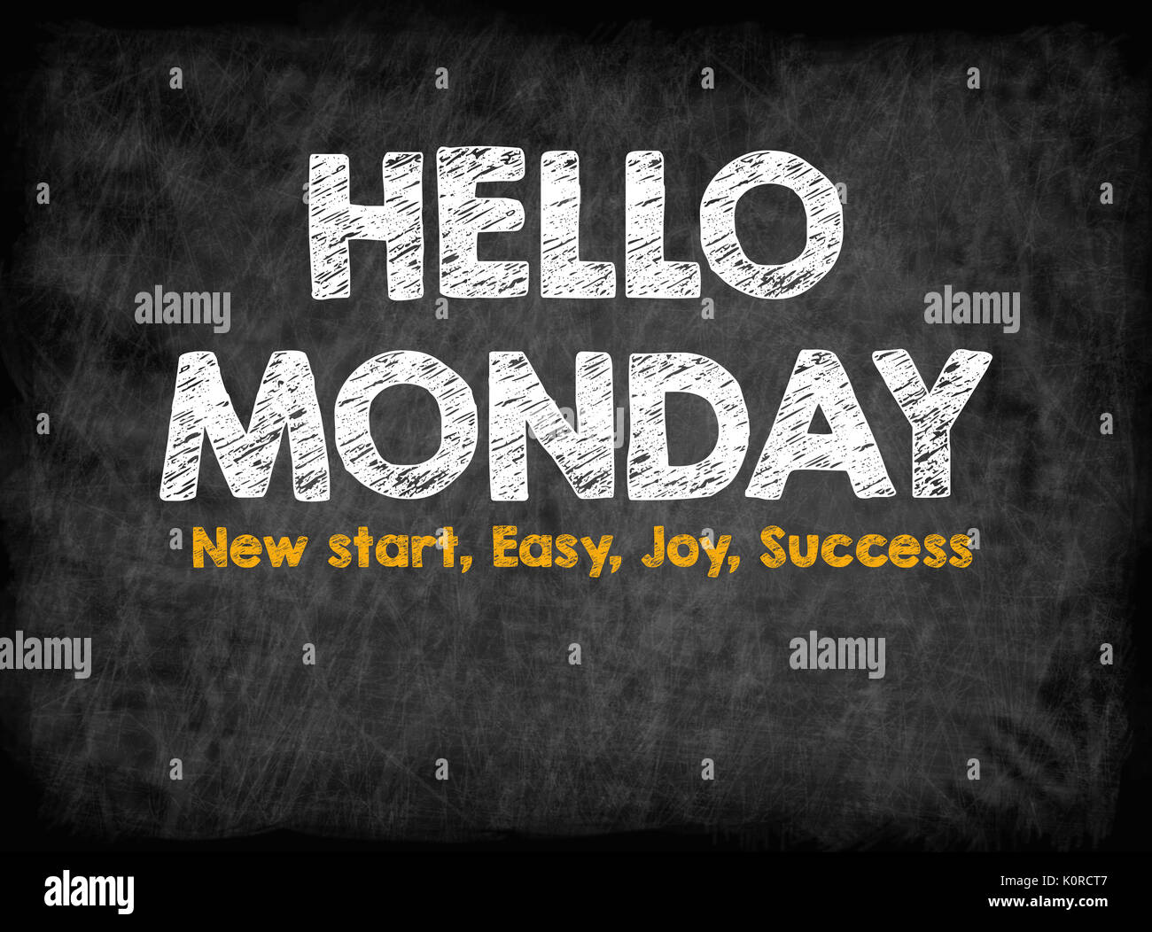 Hello Monday concept. Black board with texture, background Stock Photo ...