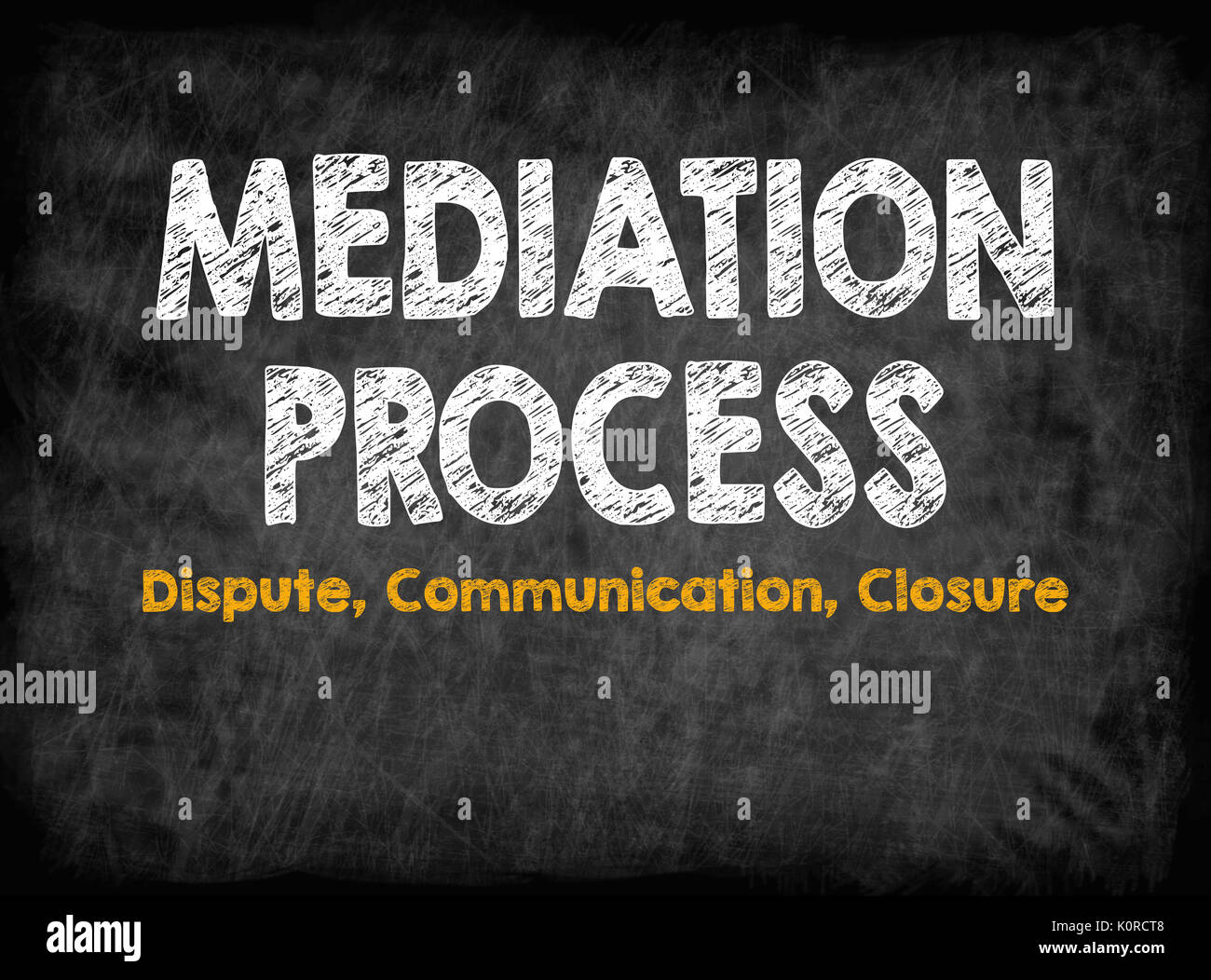 Mediation Process concept. Dispute Communication Closure. Black board ...