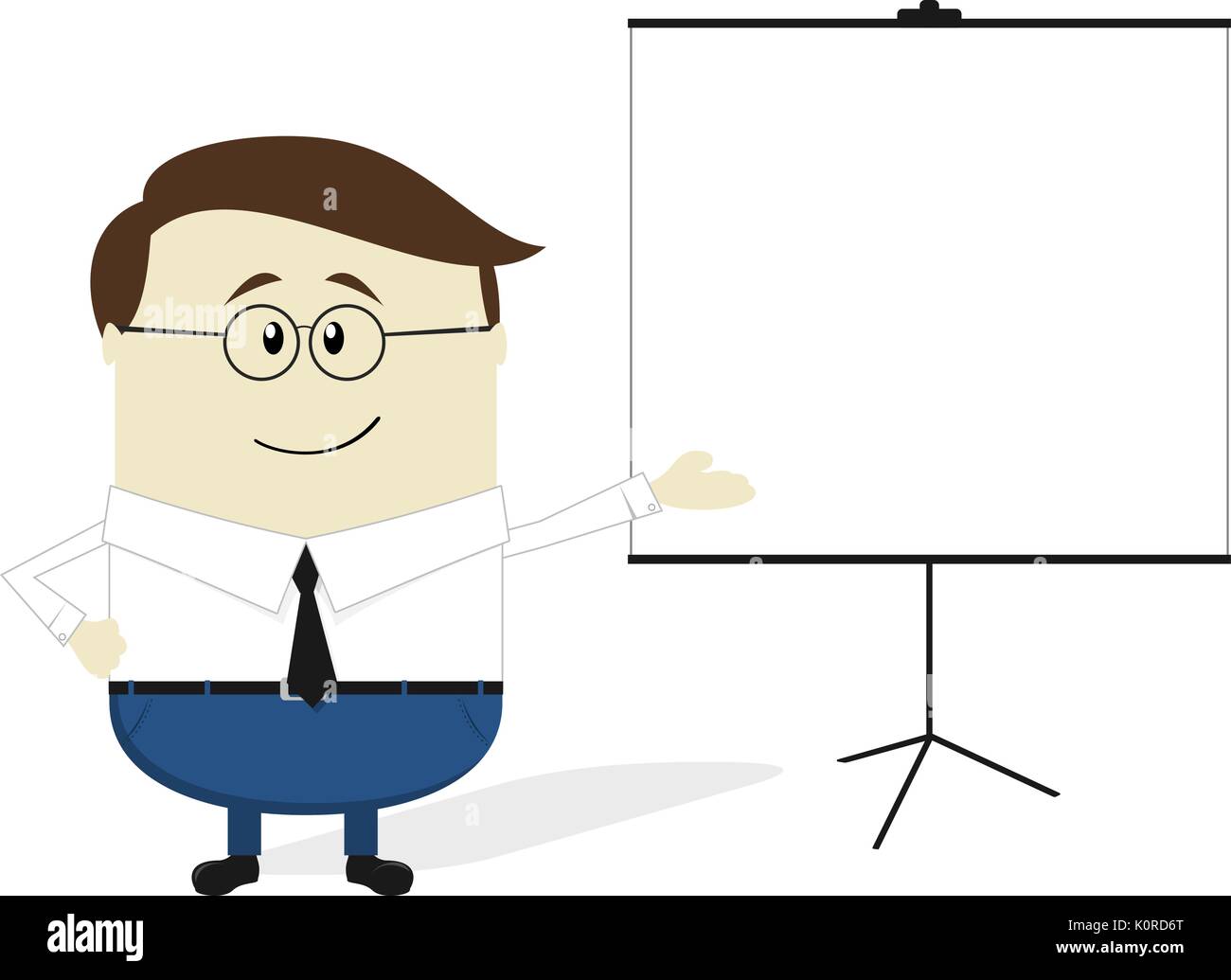 businessman cartoon with blank flip chart isolated on white background ...