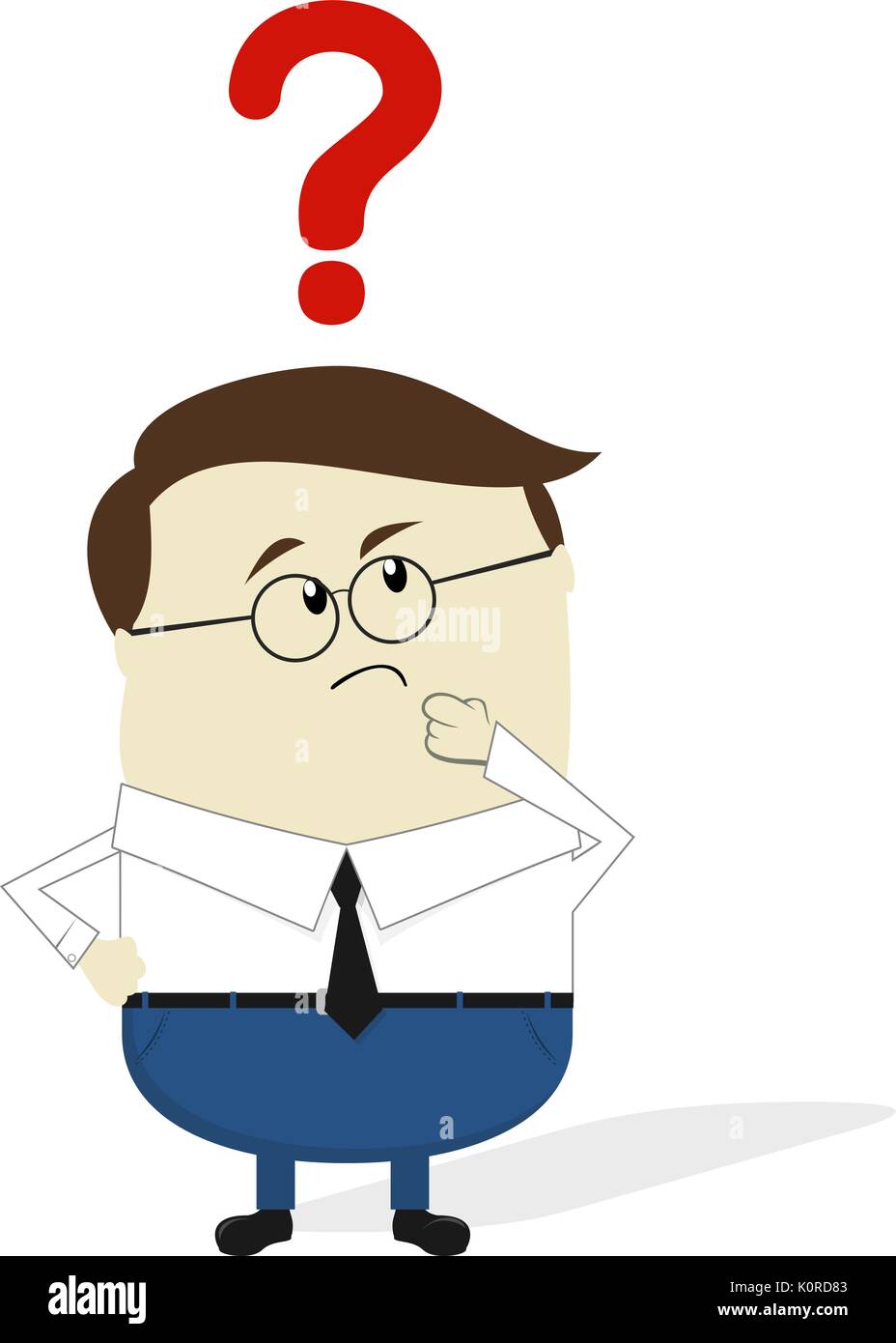businessman doubt cartoon isolated on white background, flat design ...