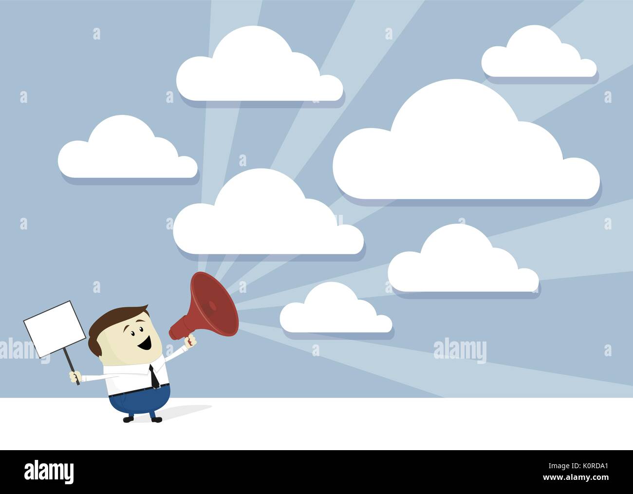 advertise businessman cartoon advertising with megaphone and signboard ...