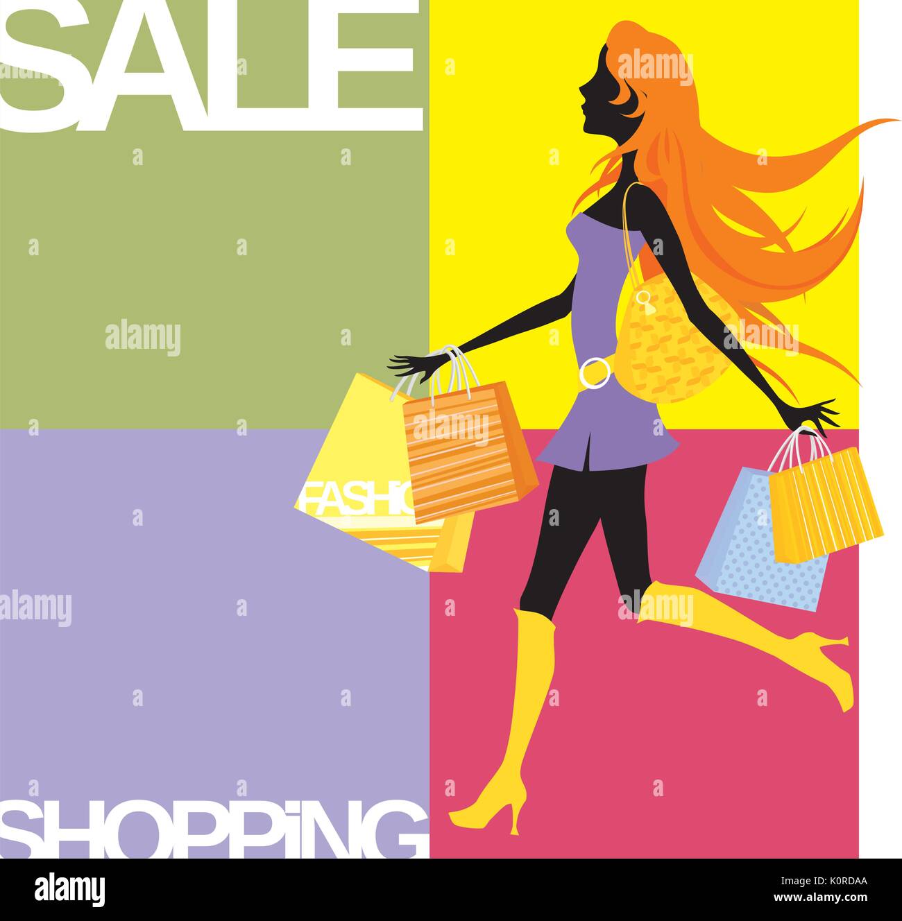 shopping girl background in vector format very easy to edit, individual ...