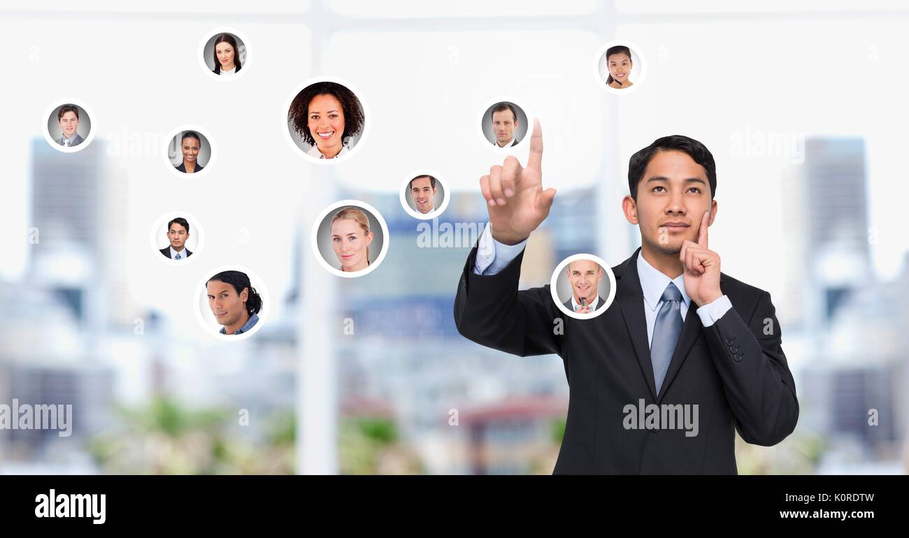 Digital composite of Businessman interacting and choosing a person from ...