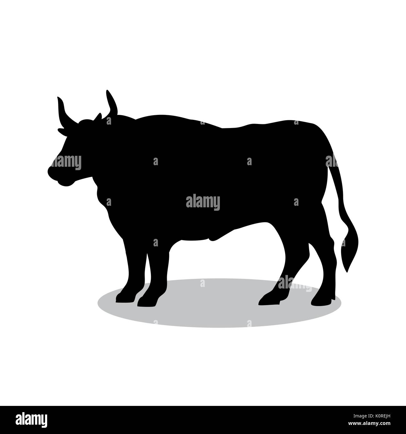 Bull buffalo farm mammal black silhouette animal. Vector Illustrator ...