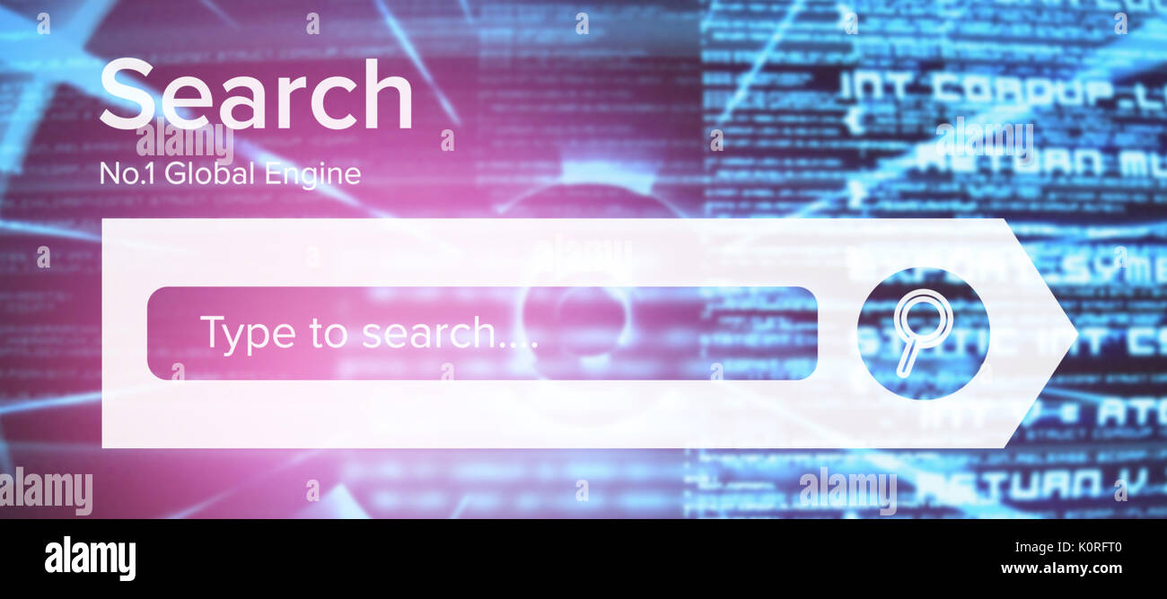 Composite image of search engine logo against abstract blue text Stock ...