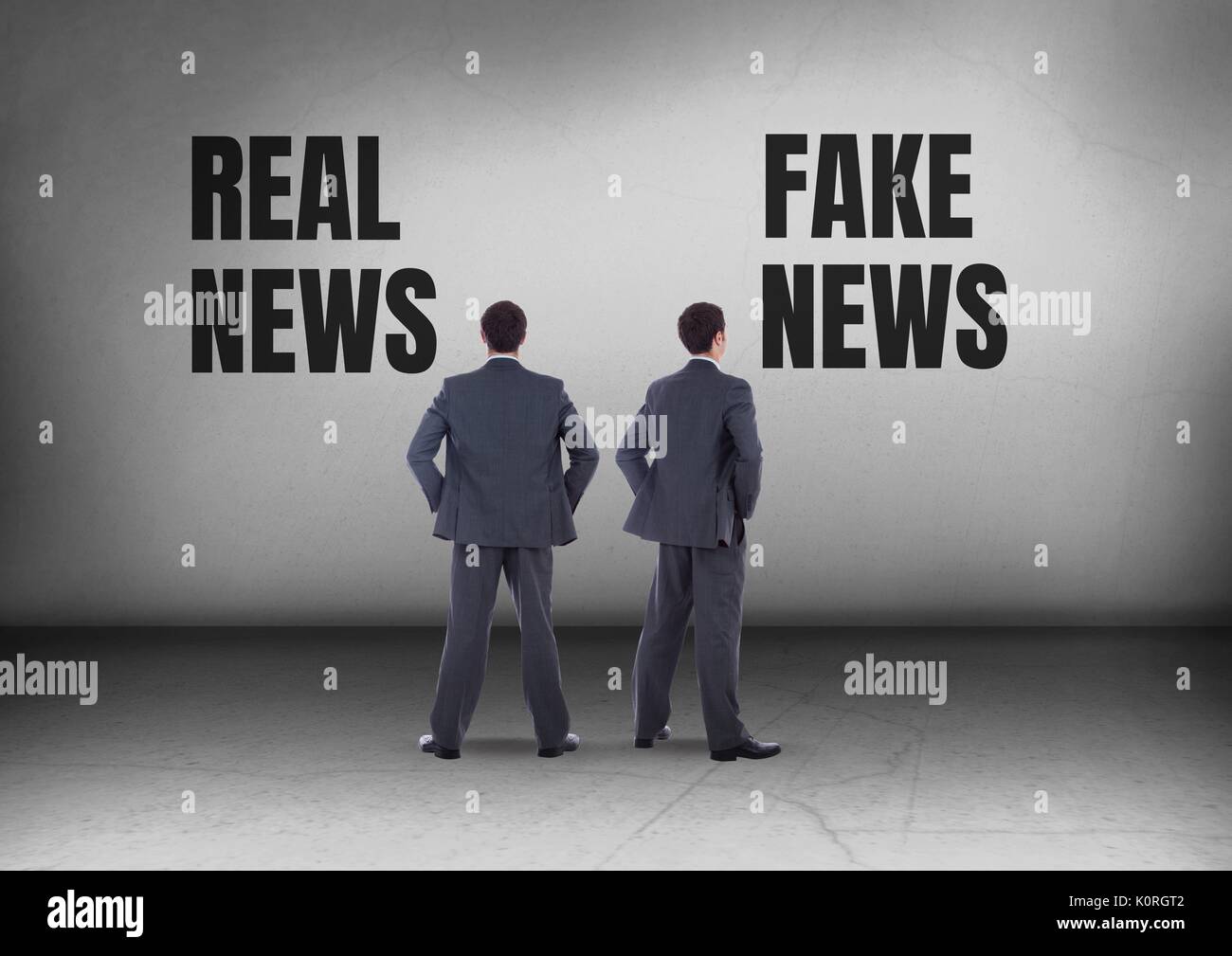 Digital composite of Real news or fake news with Businessman looking in ...