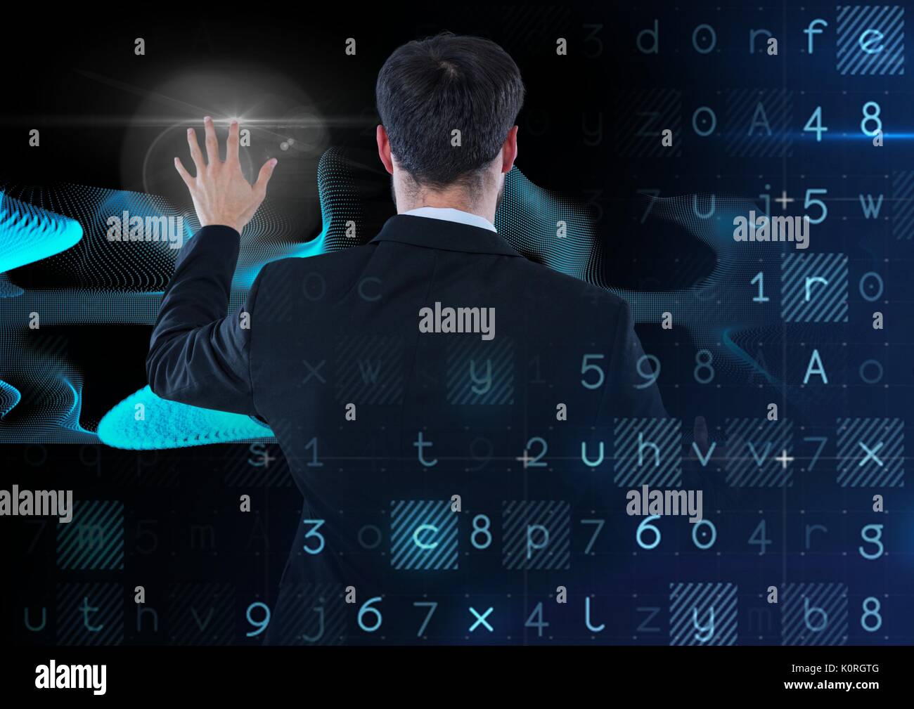 Digital composite of Man touching and interacting with transition ...